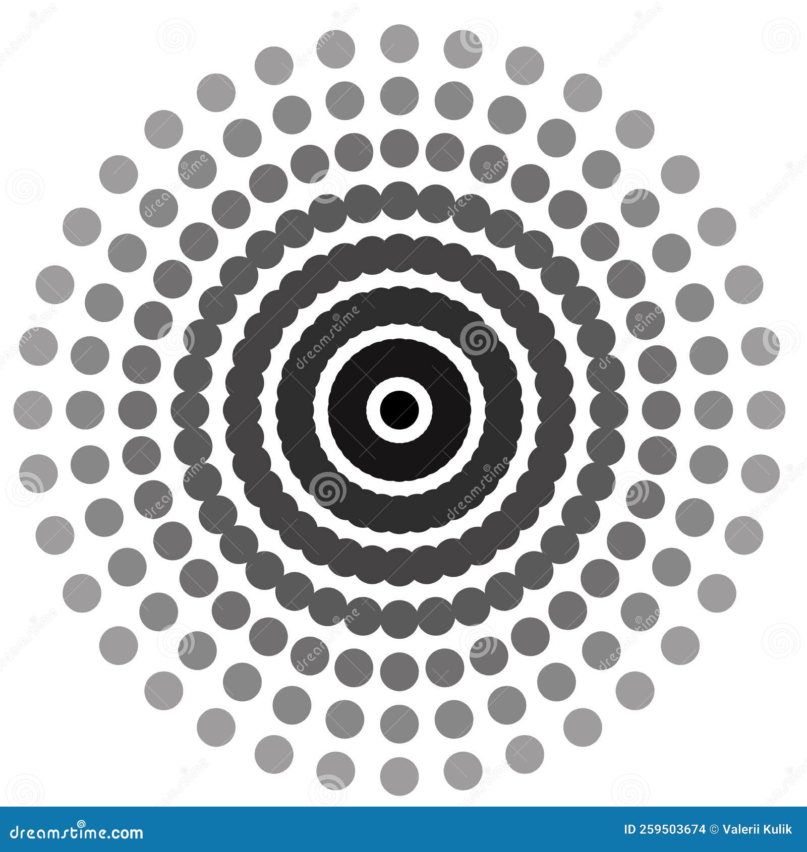 A Set of Four Halftone Radial Gradients. Isolated Black Vector Dots ...