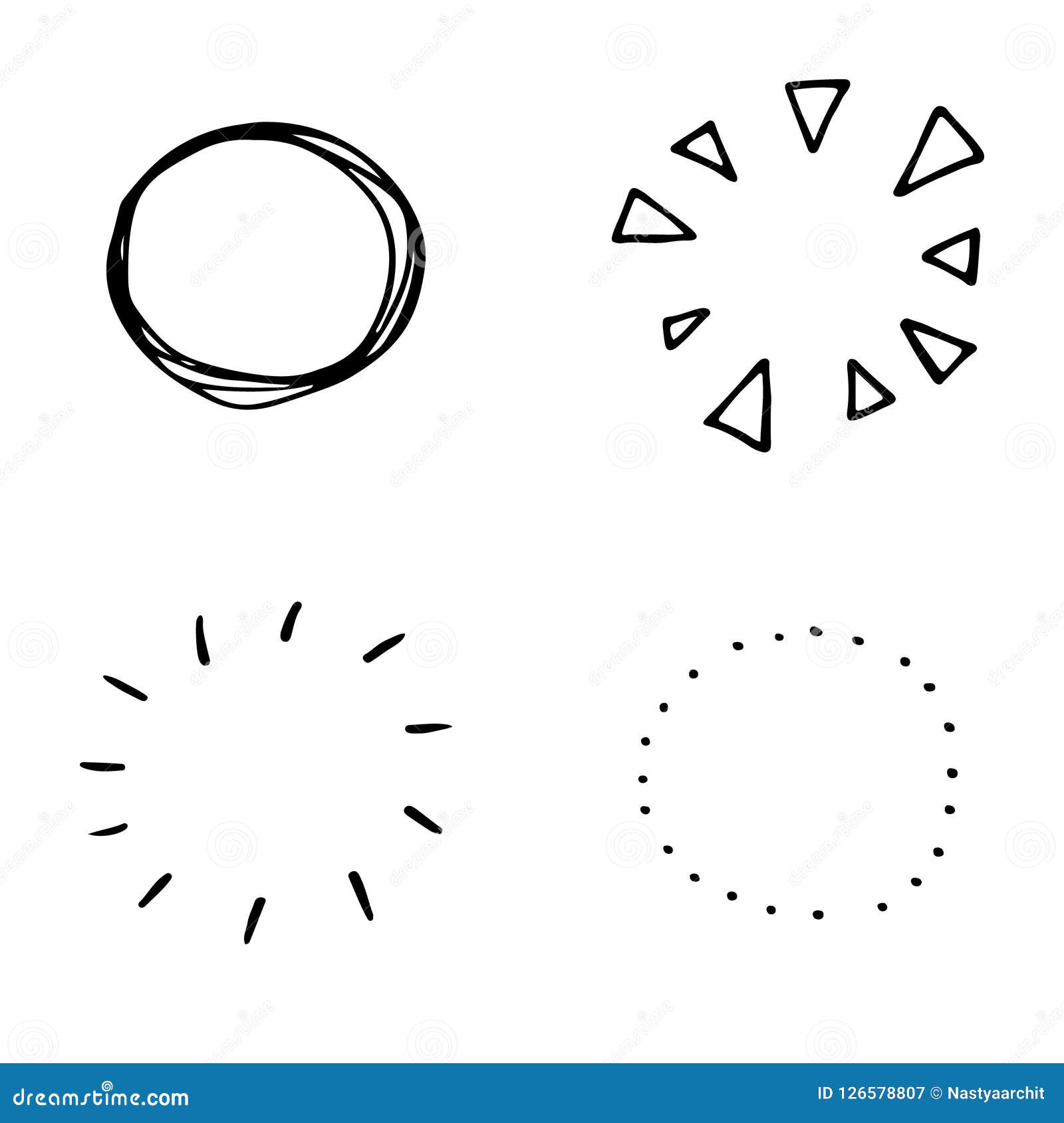 Set of Four Hand Drawn Black Vector Circles. Different Round Shapes ...