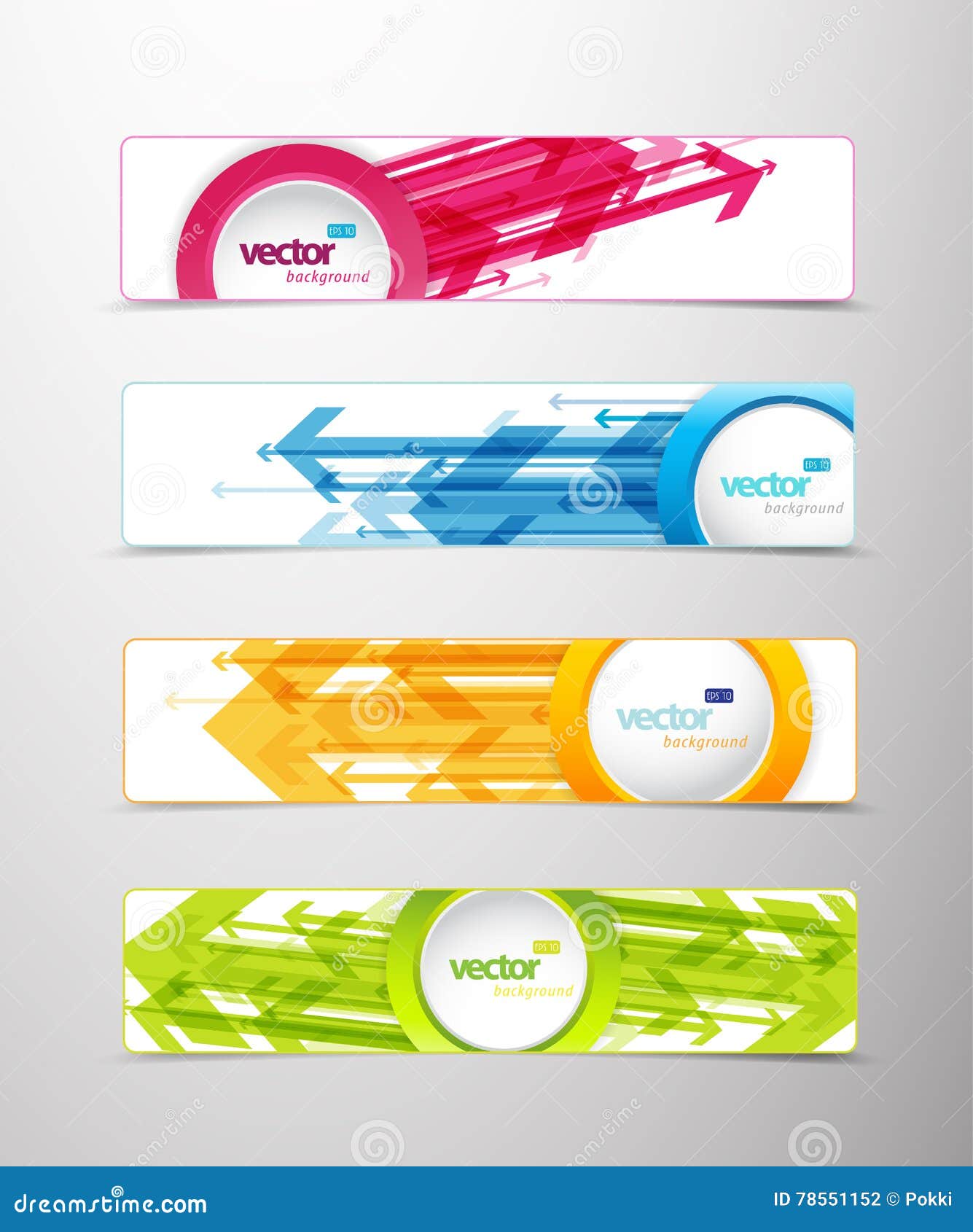 Set of Four Horizontal Banners with Arrows Stock Vector - Illustration ...