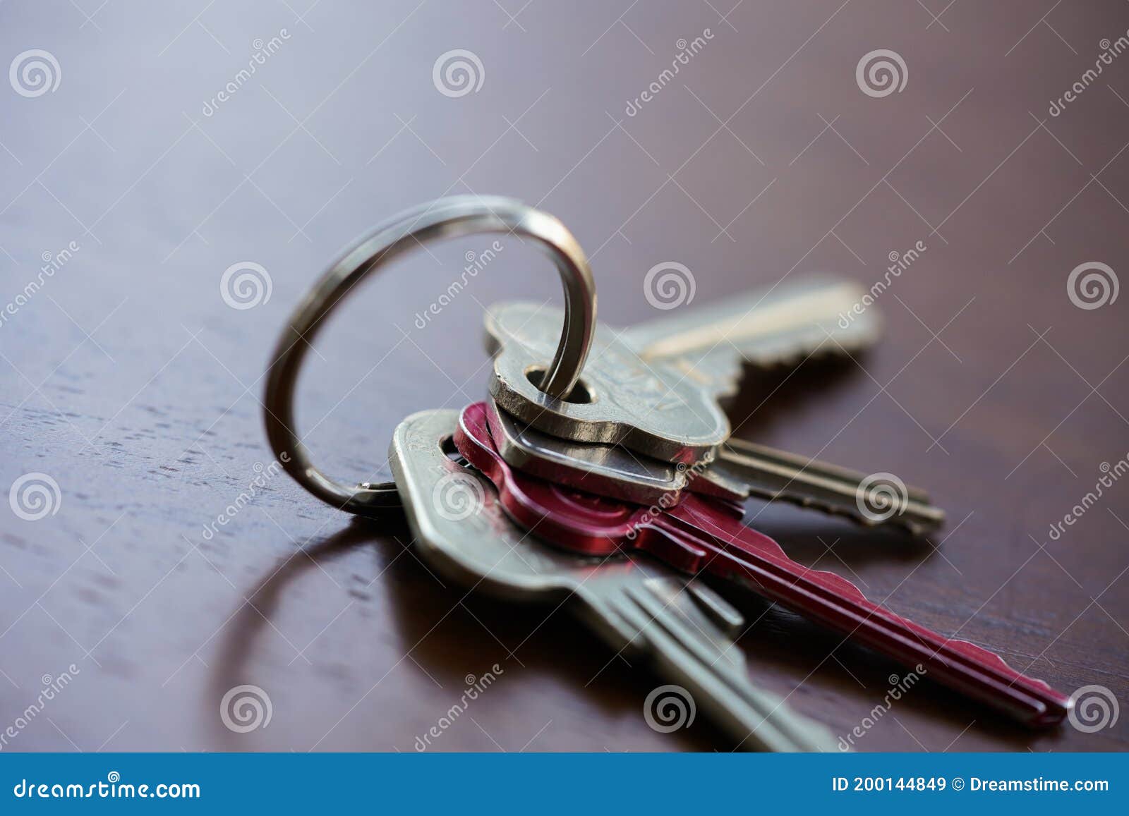 Set of Four House Keys on a Keyring Stock Image - Image of payment ...