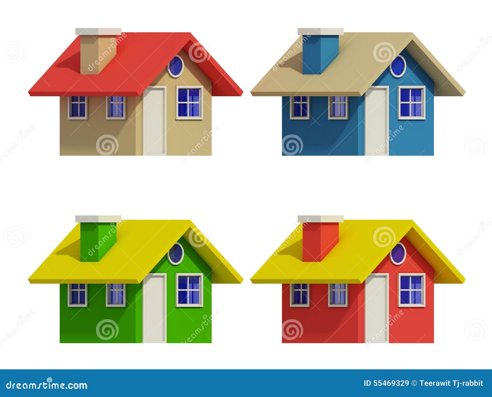 Set Of Four Houses And Modern Houses, Modern Building And Architecture ...