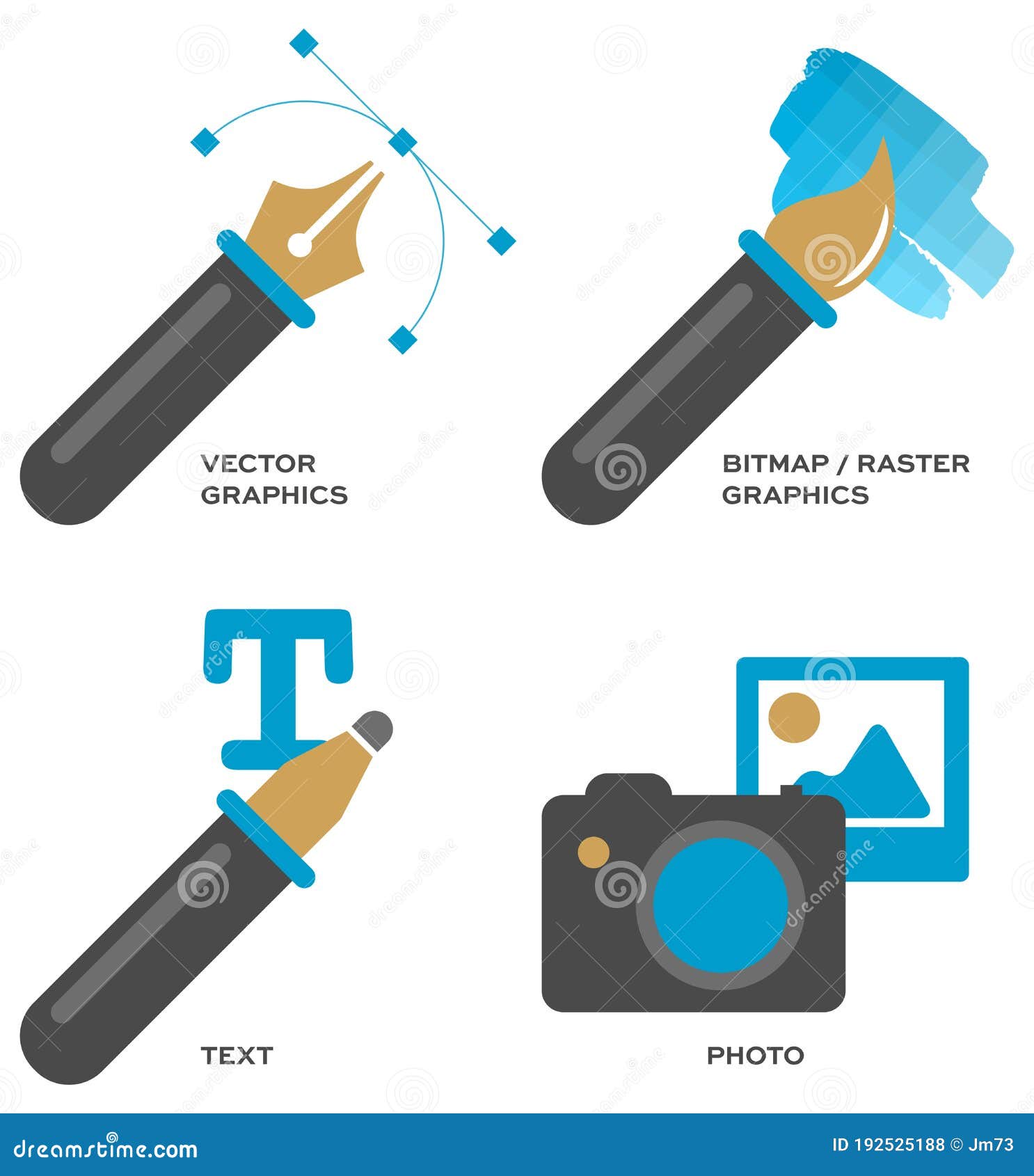 Set of Four Icons on Graphics Theme Stock Vector - Illustration of ...