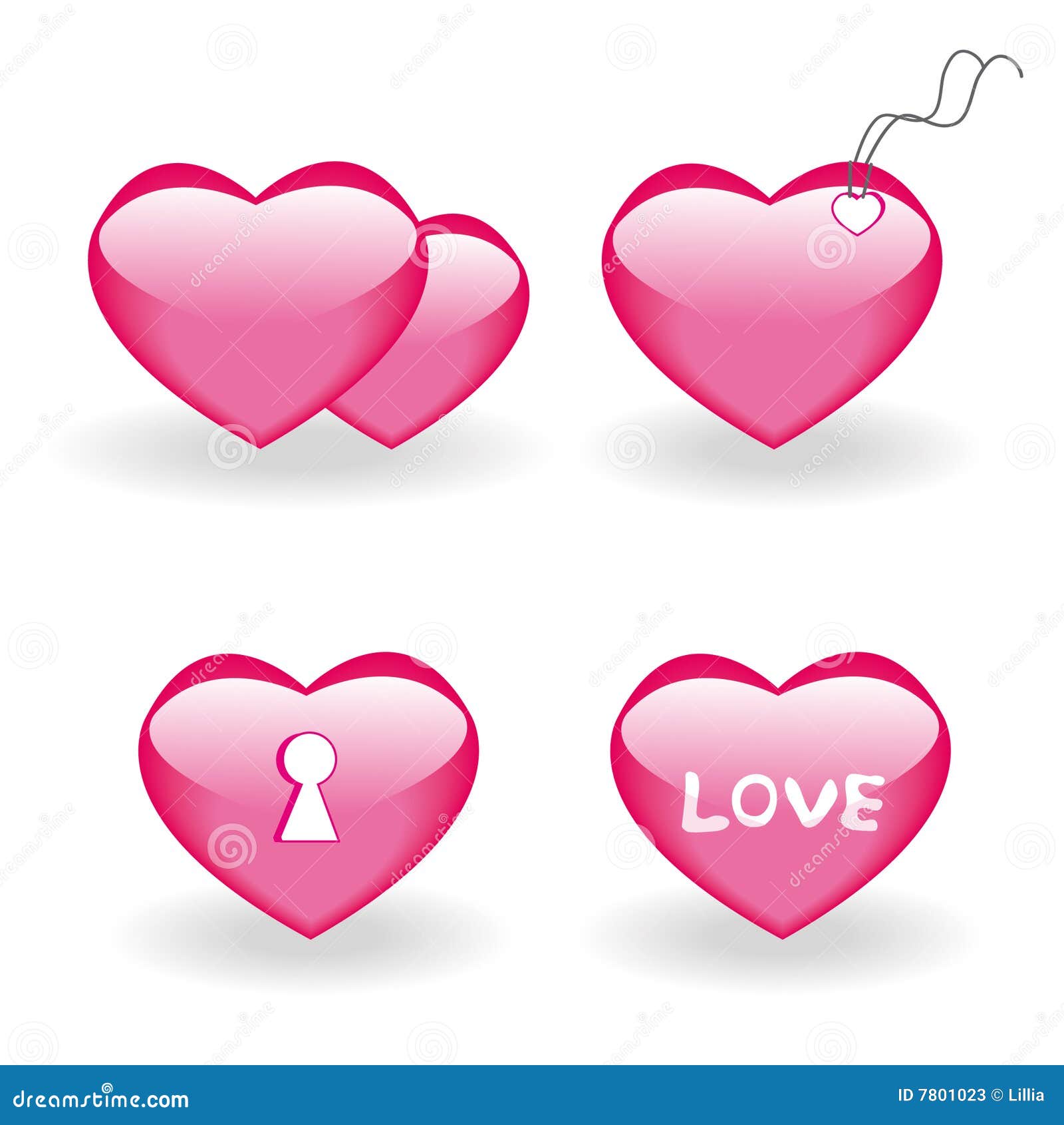 Set of Four Icons with Hearts Stock Vector - Illustration of emotion ...