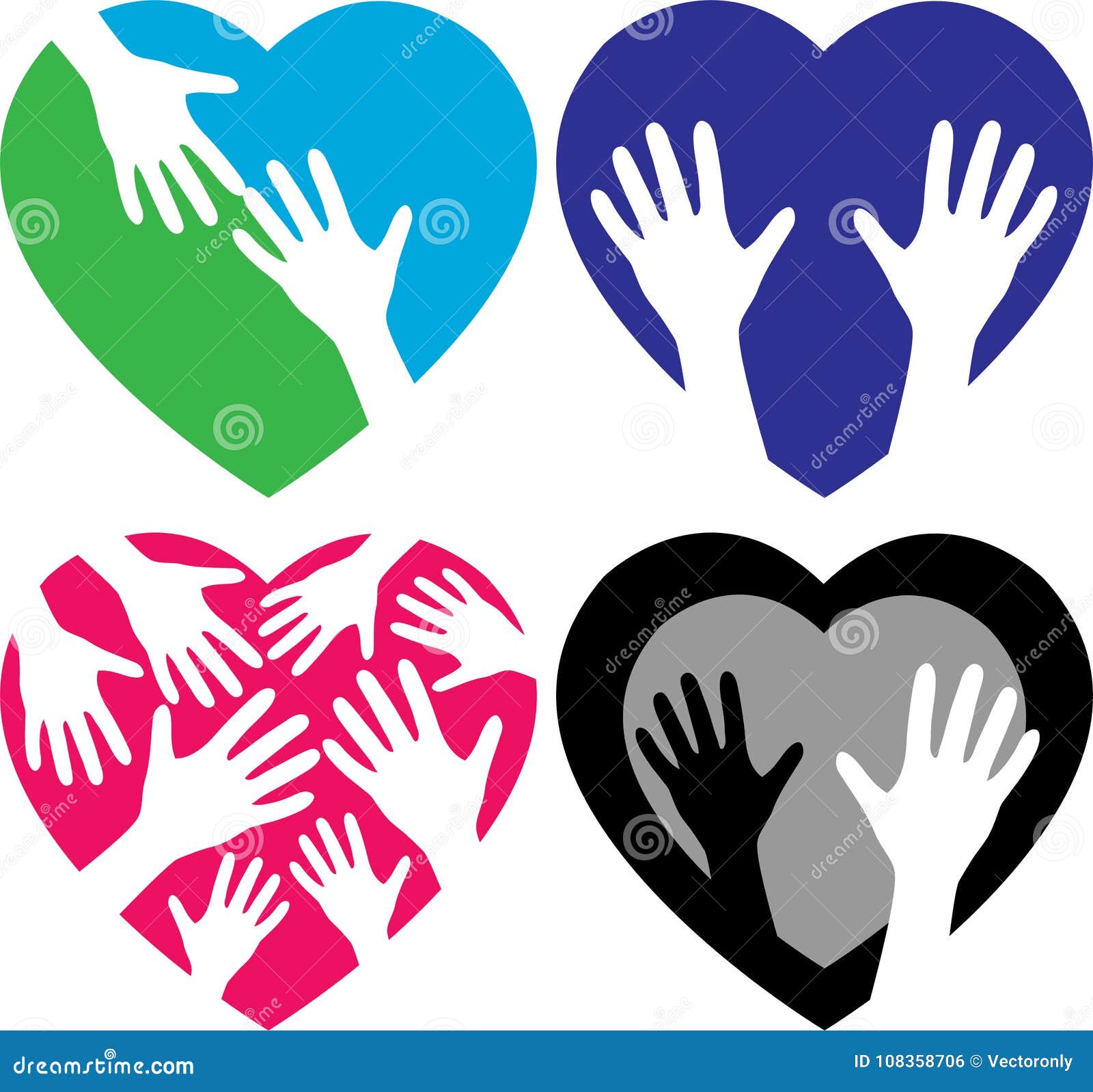 Set of Helping Hands Illustration Stock Vector - Illustration of four ...