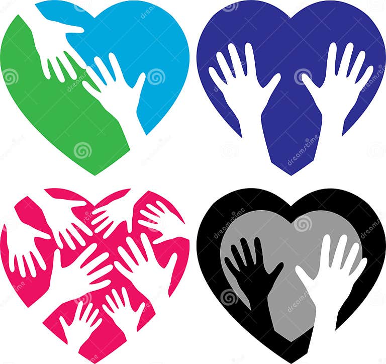 Set of Helping Hands Illustration Stock Vector - Illustration of four ...