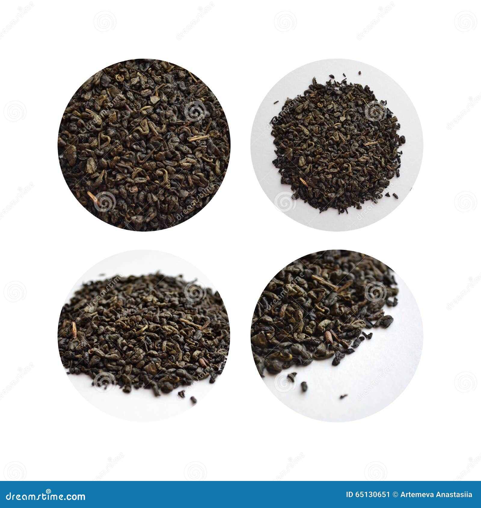 Set of Four Images of Green Tea in a Circles Stock Image - Image of ...
