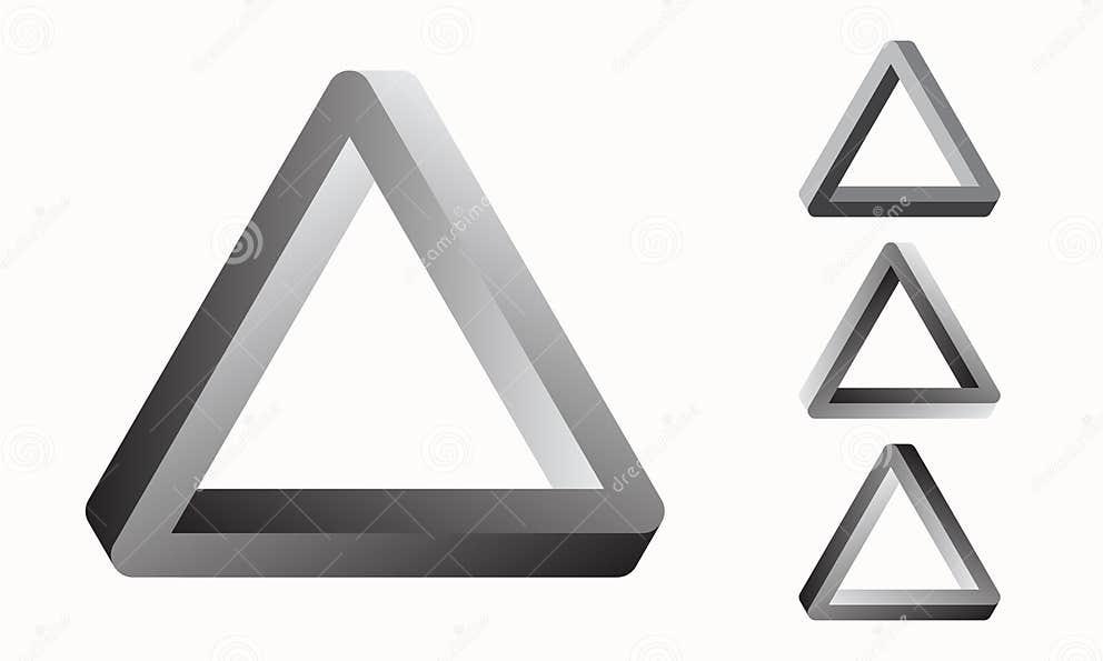 Set of Four Impossible Triangles. Penrose Triangle. Geometric 3D Object ...