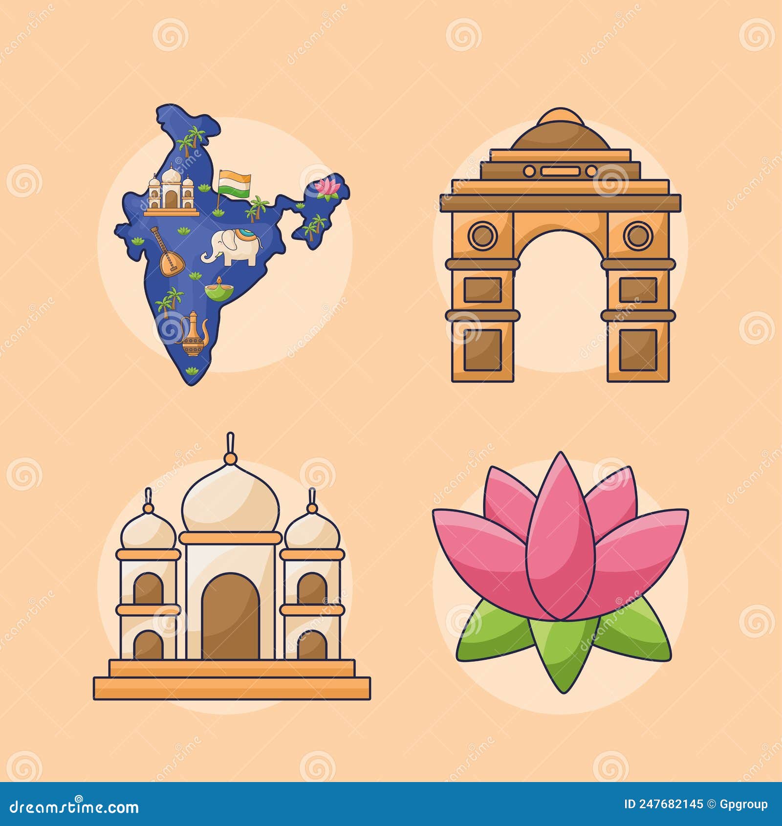 Indian Items Set Vector Illustration | CartoonDealer.com #97794168
