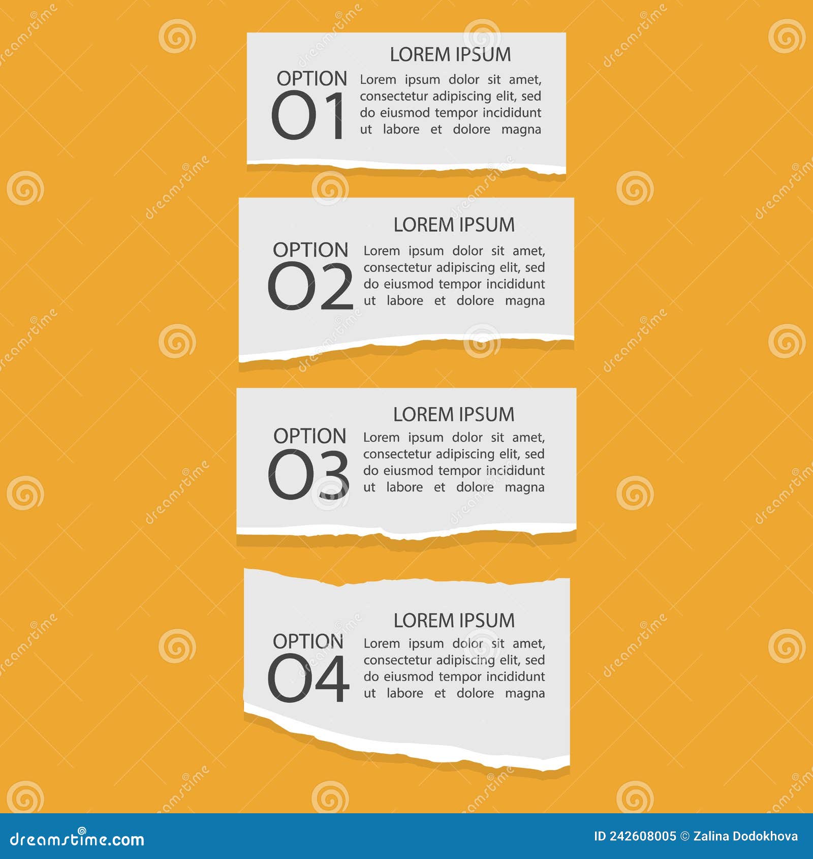 Set of Four Infographics of Torn Paper with Numbers and Text, Banner on ...