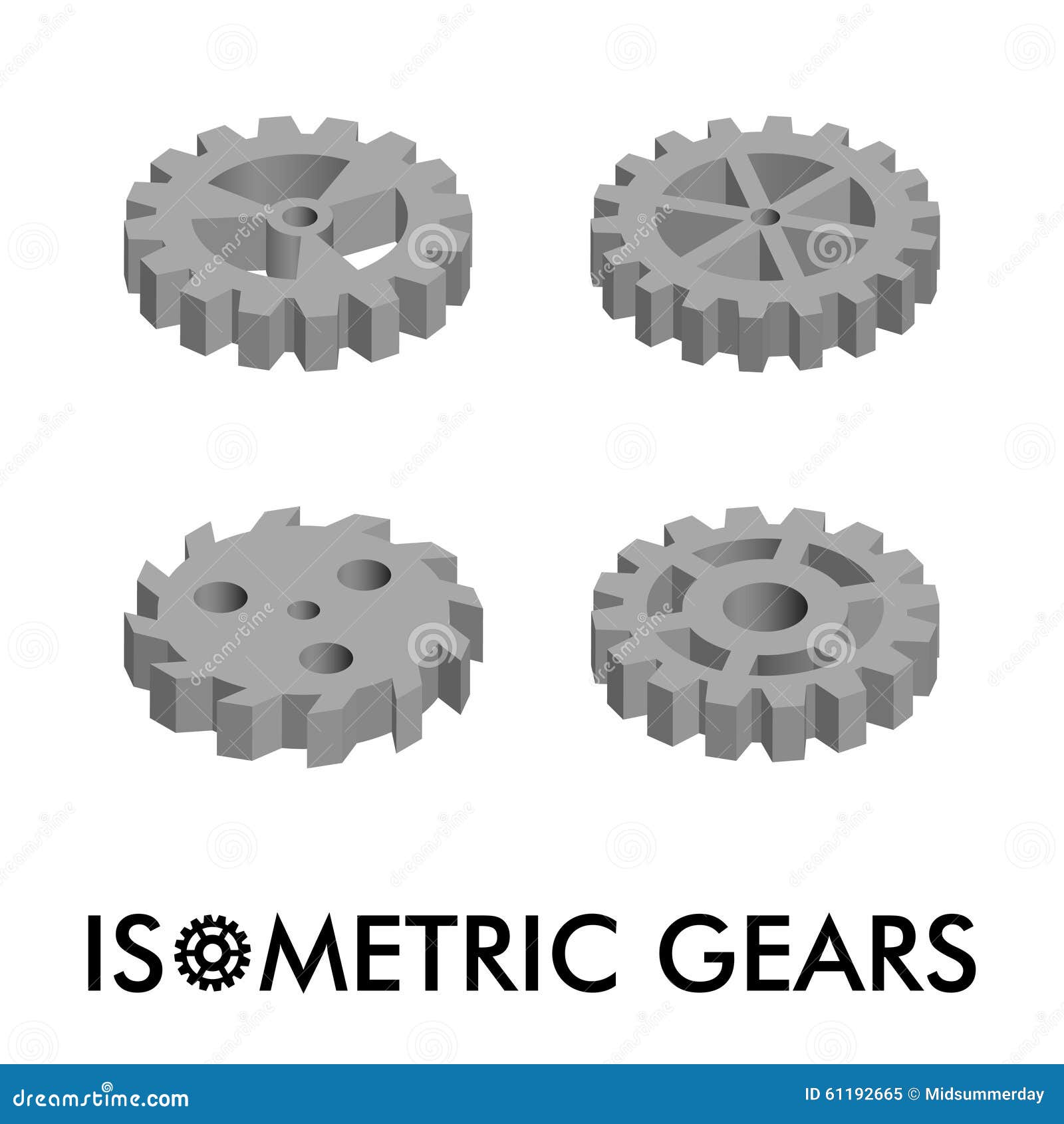 Isometric Ste Of Gears And Cogs Isolated On White. Eight Gear Sign Icon ...