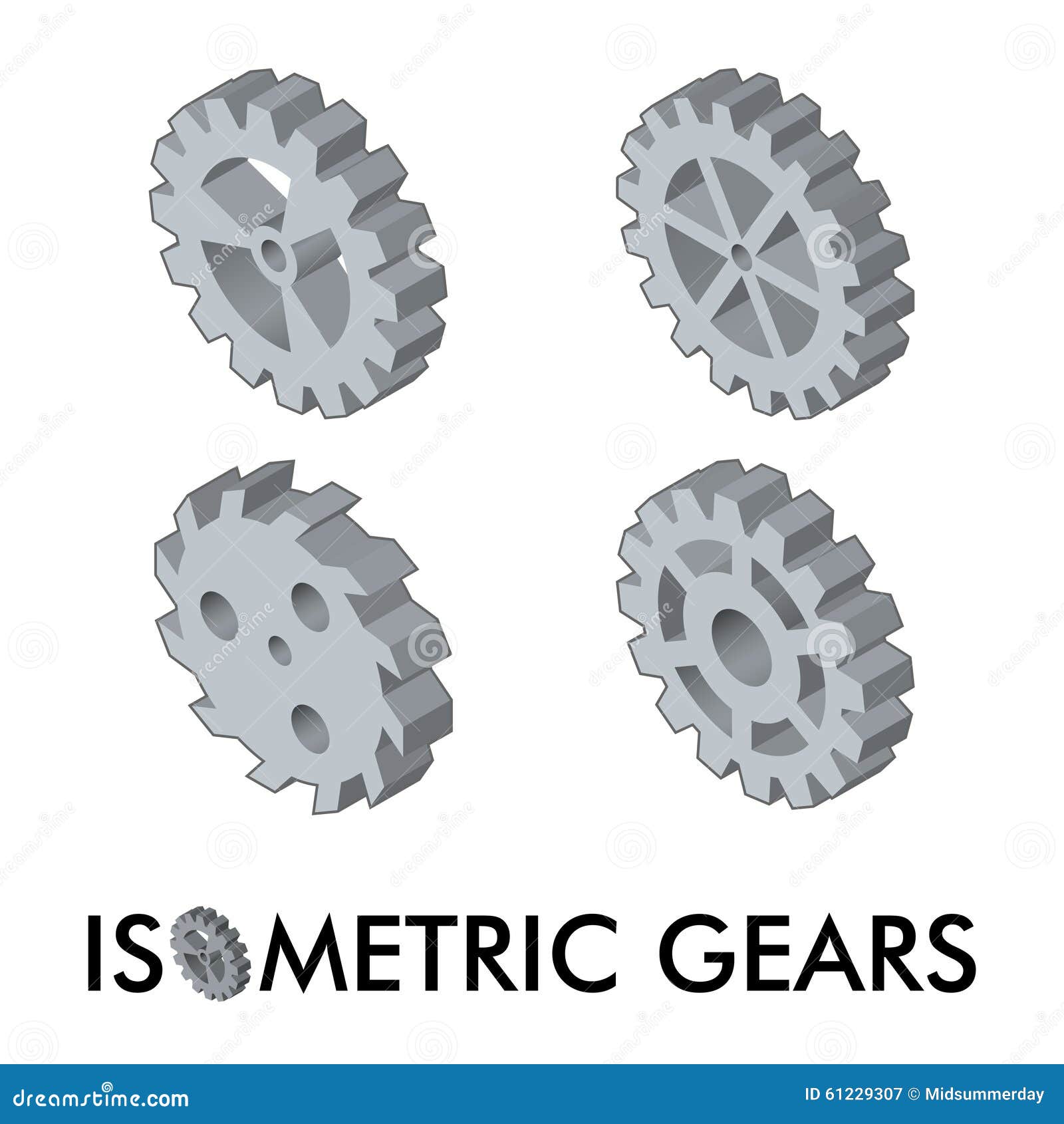 Set Of Four Isometric Gears Stock Vector - Illustration of illustration ...