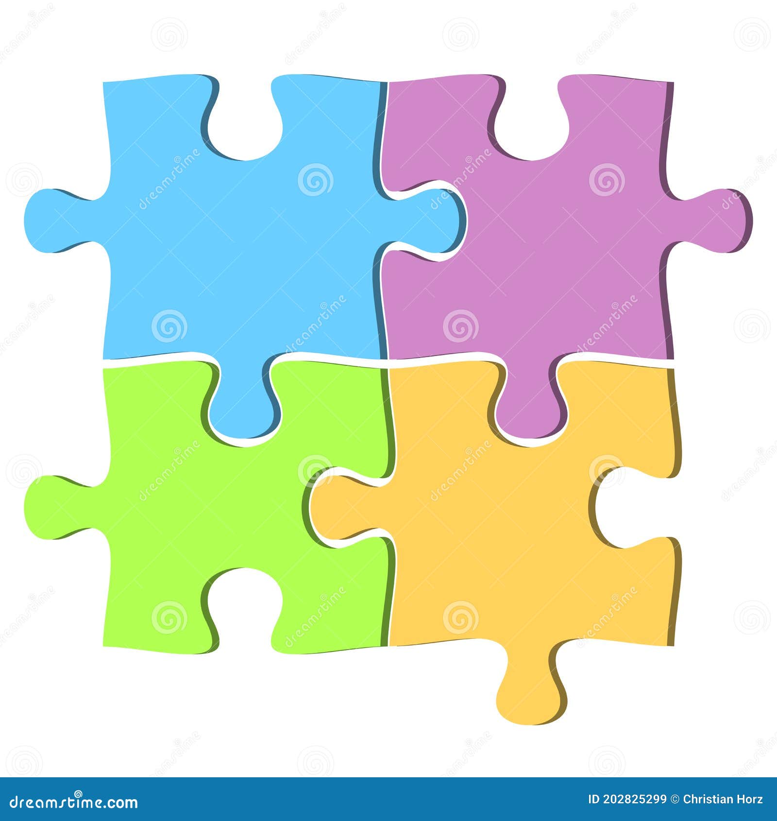 Set of Four Jigsaw Puzzle Pieces Stock Vector - Illustration of connect ...