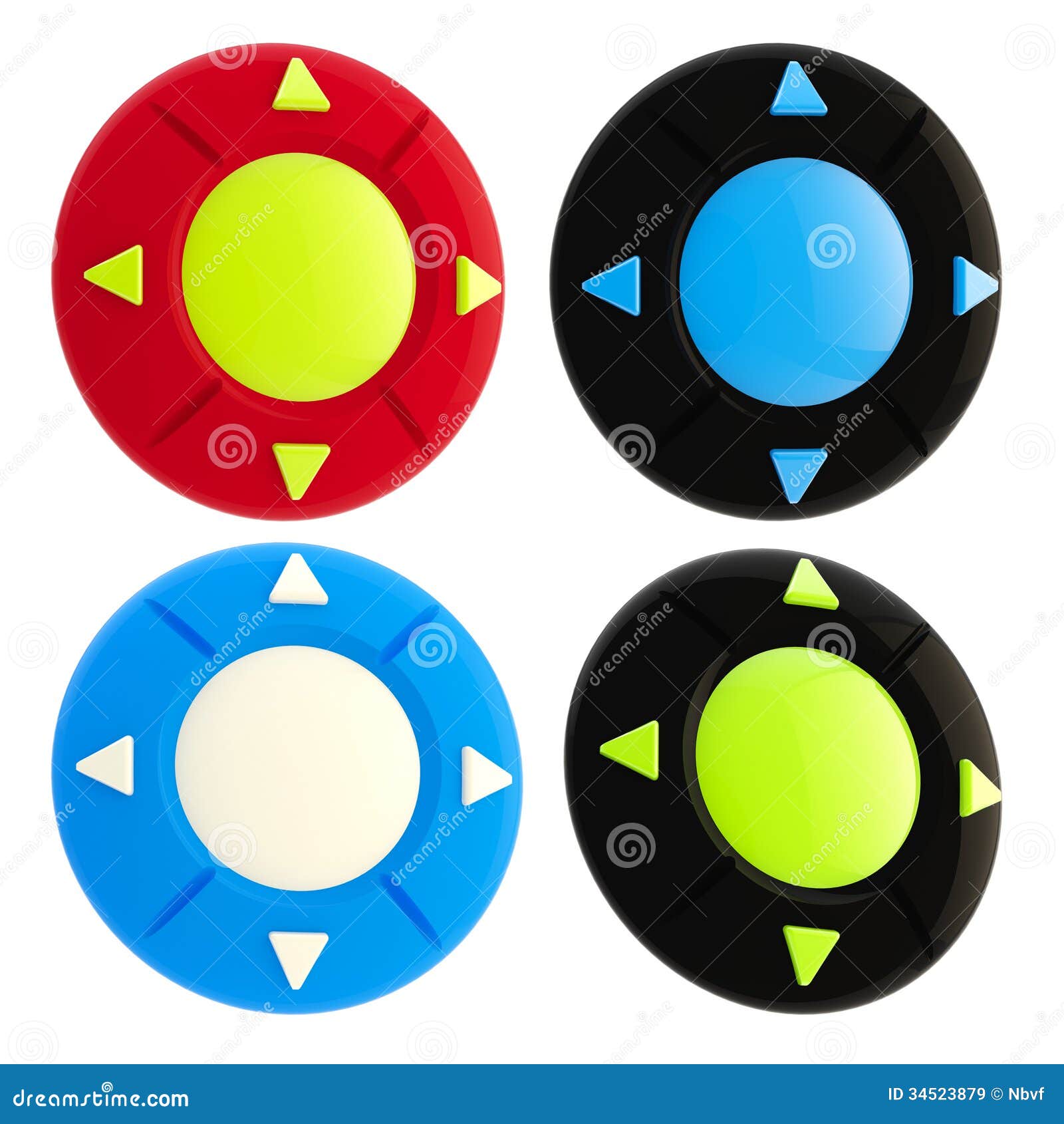 Set of Four Joystick Buttons Isolated Stock Illustration - Illustration ...