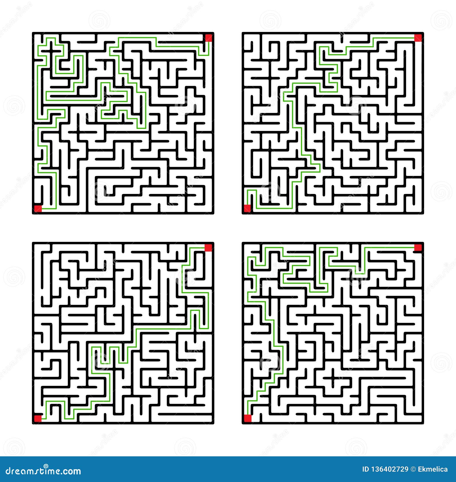 Set of Four Labyrinth Shape Design Element Stock Vector - Illustration ...