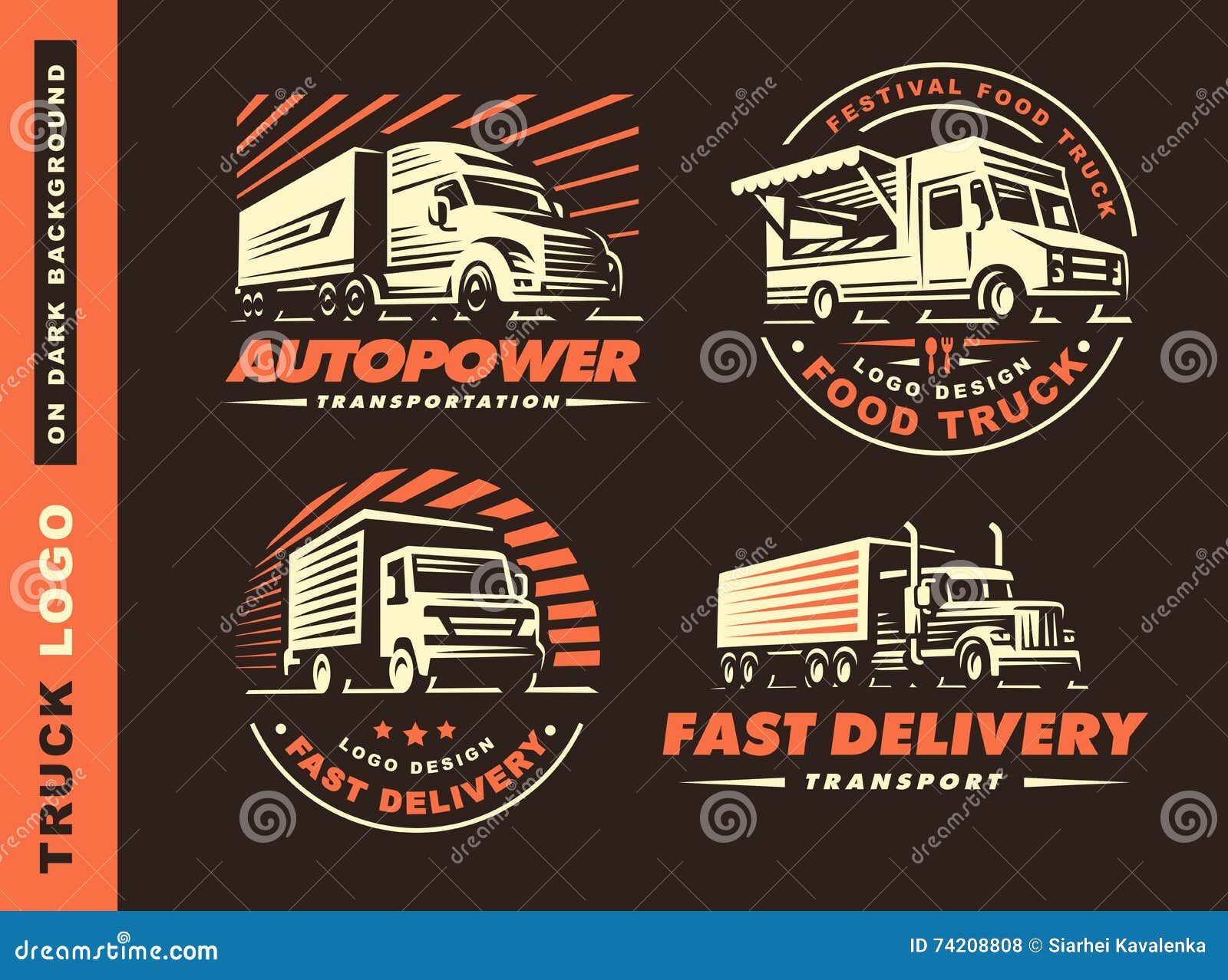 Logo Set With Truck And Trailer. Cartoon Vector | CartoonDealer.com ...
