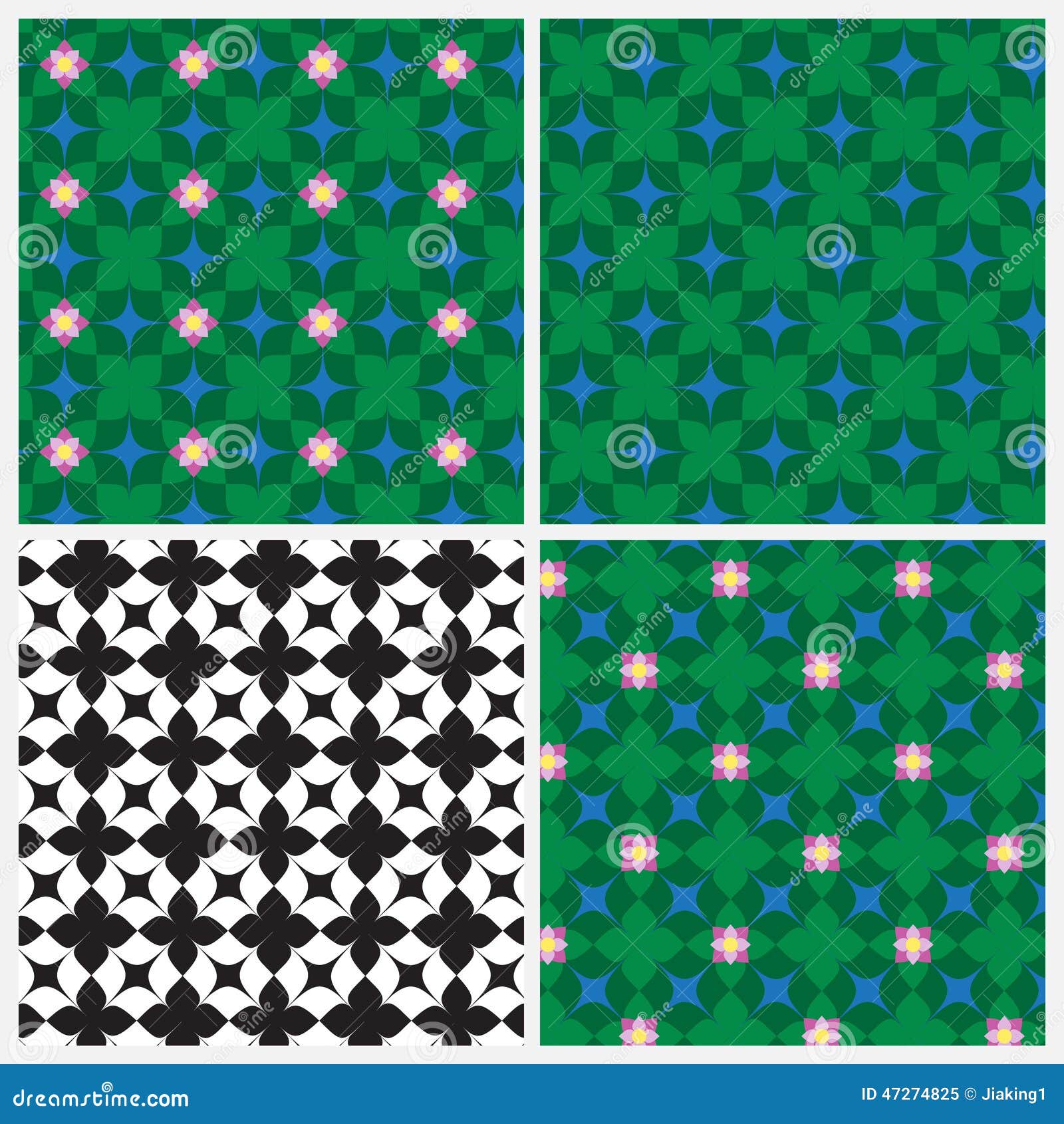 Set of Four Lotus Leaf Pattern Stock Vector - Illustration of stylish ...