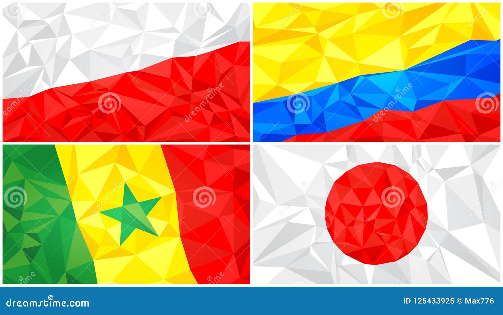 Low Poly Flag, Abstract Polygonal Triangular Background Set 8 Stock ...