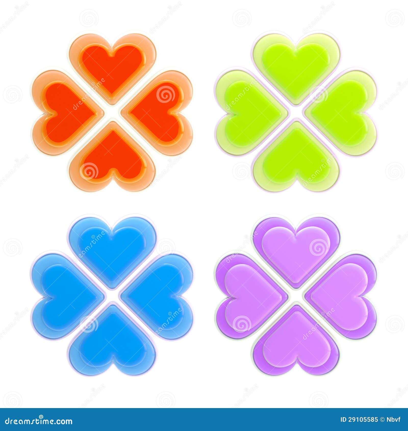 Set of Four Luck and Love Symbols Isolated Stock Illustration ...
