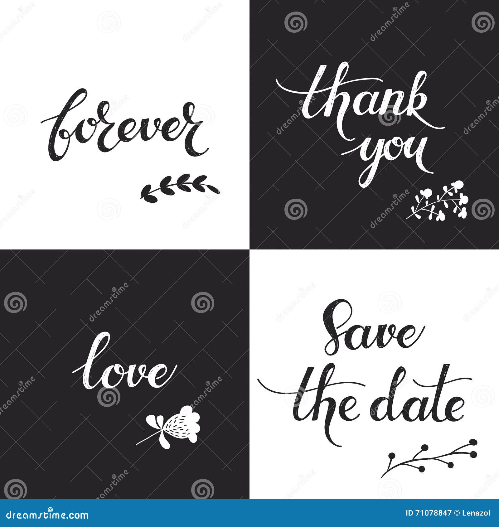 Set With Four Monochrome Hand Drawn Text Pretty Backgrounds Cartoon ...