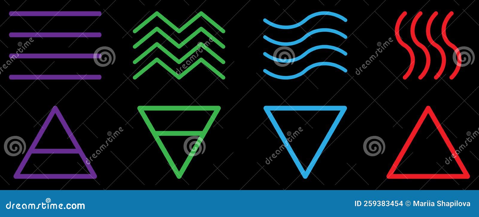 Set of Four Nature Elements Stock Vector - Illustration of color, fire ...