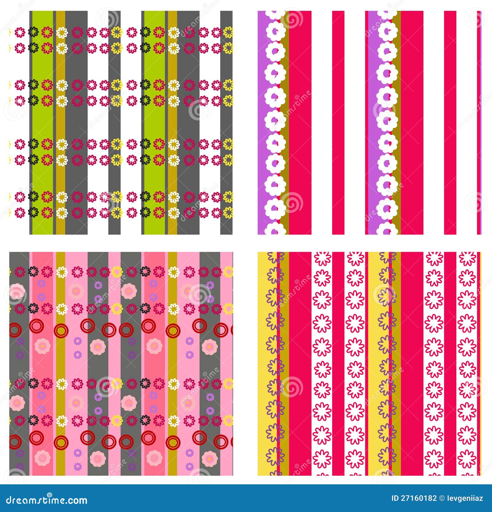 Set of Four Ornaments with Stripes Stock Illustration - Illustration of ...