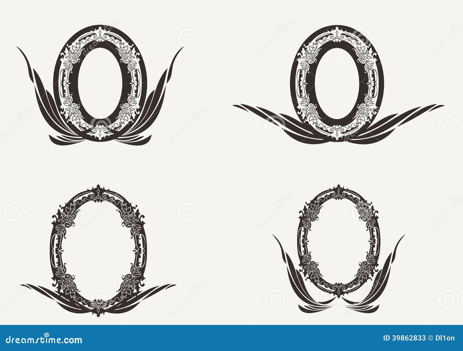 Set of Four Ornate Frames with Wings Stock Vector - Illustration of ...