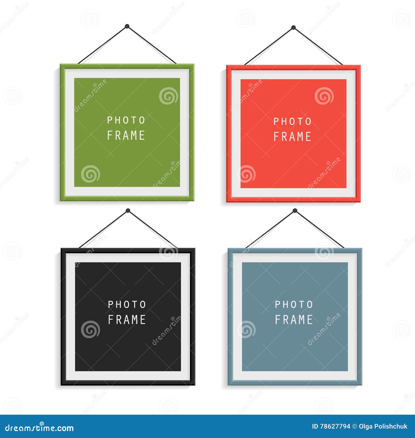 Set of four photo frames stock vector. Illustration of decoration ...