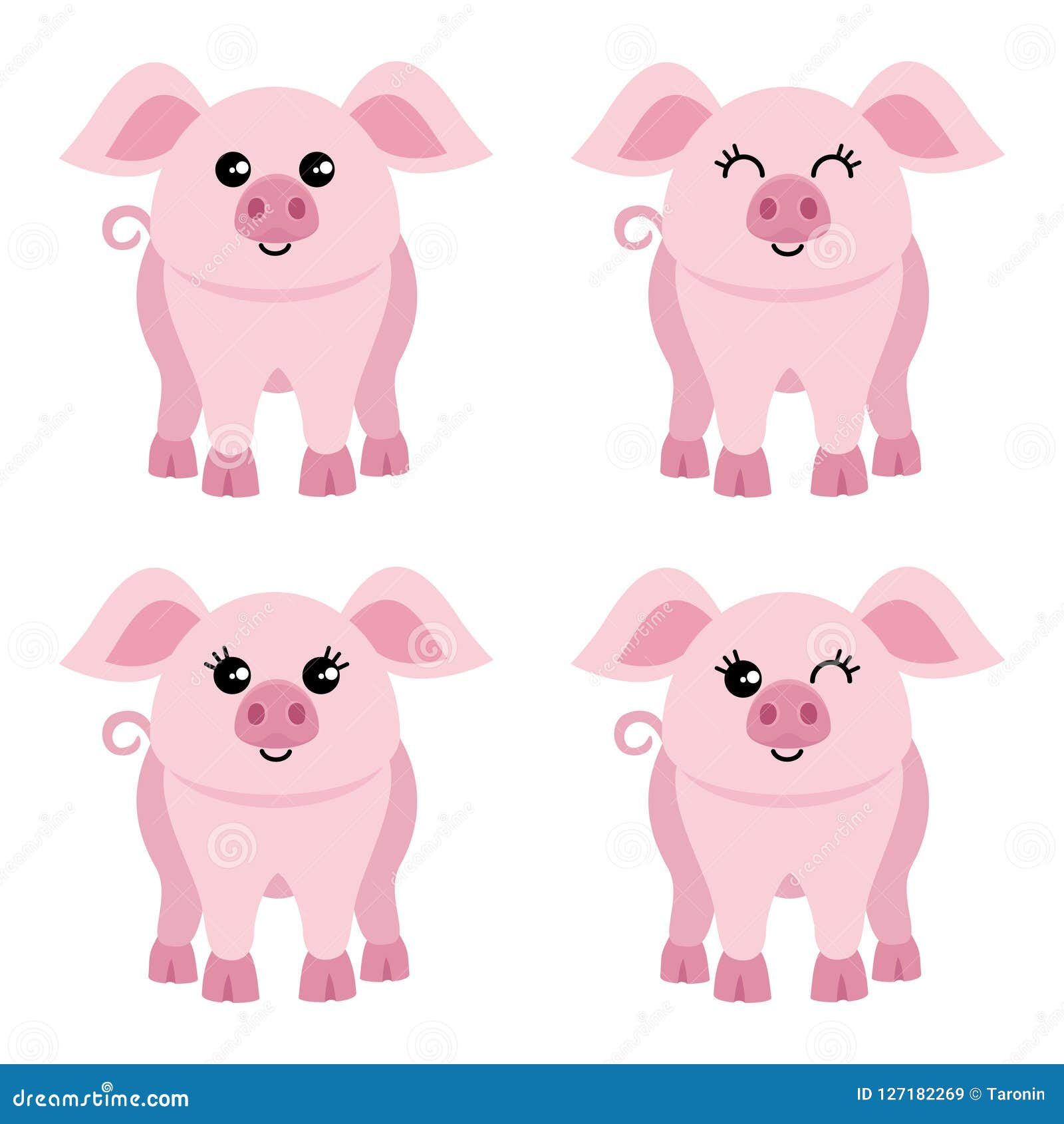 Set of four pigs. stock vector. Illustration of cartoon - 127182269