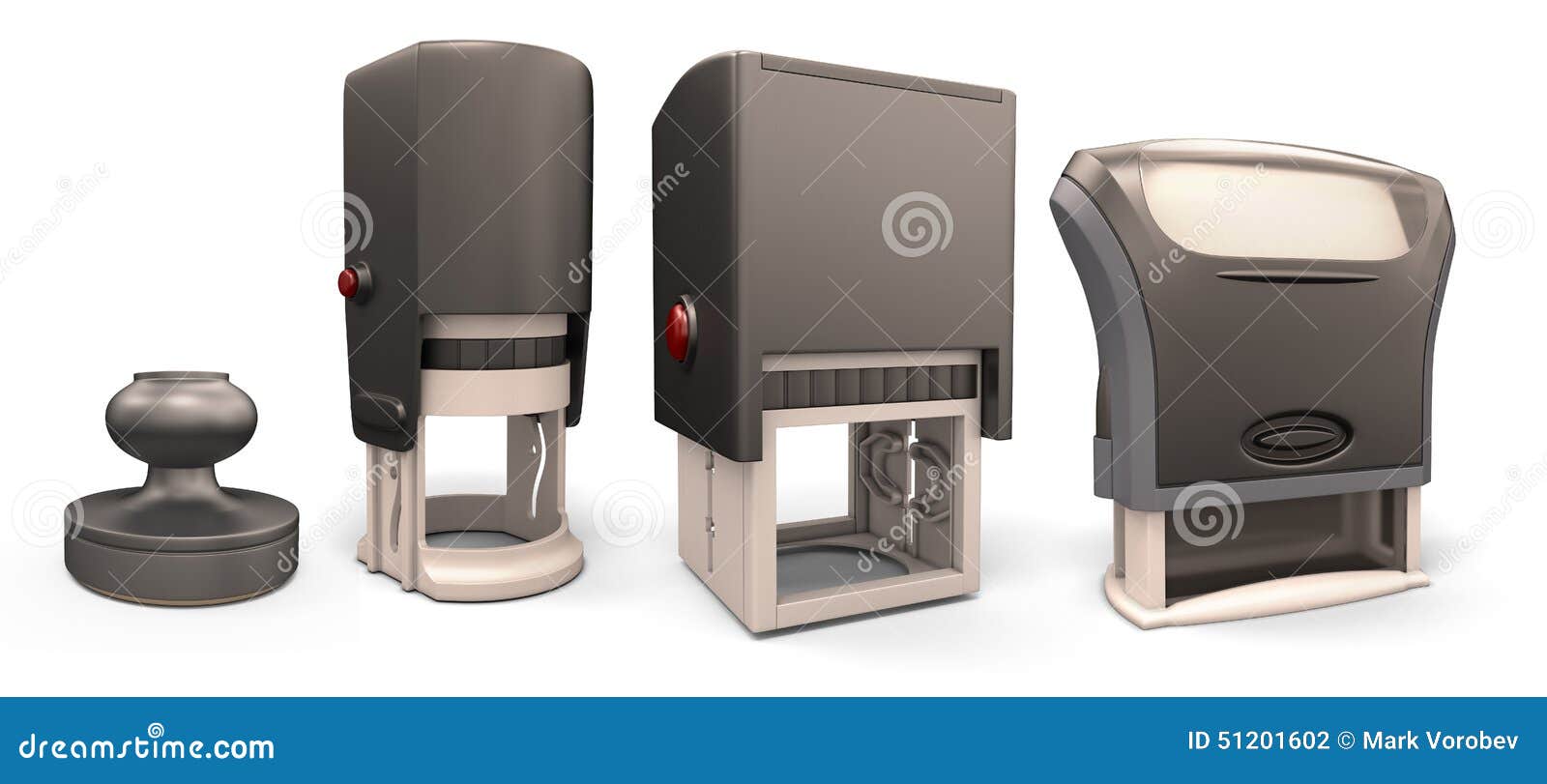 Set of four plastic stamps stock illustration. Illustration of business ...