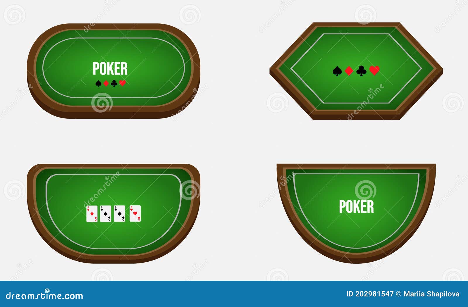 Set of Four Poker Tables in Different Shape for Poker Client Game ...