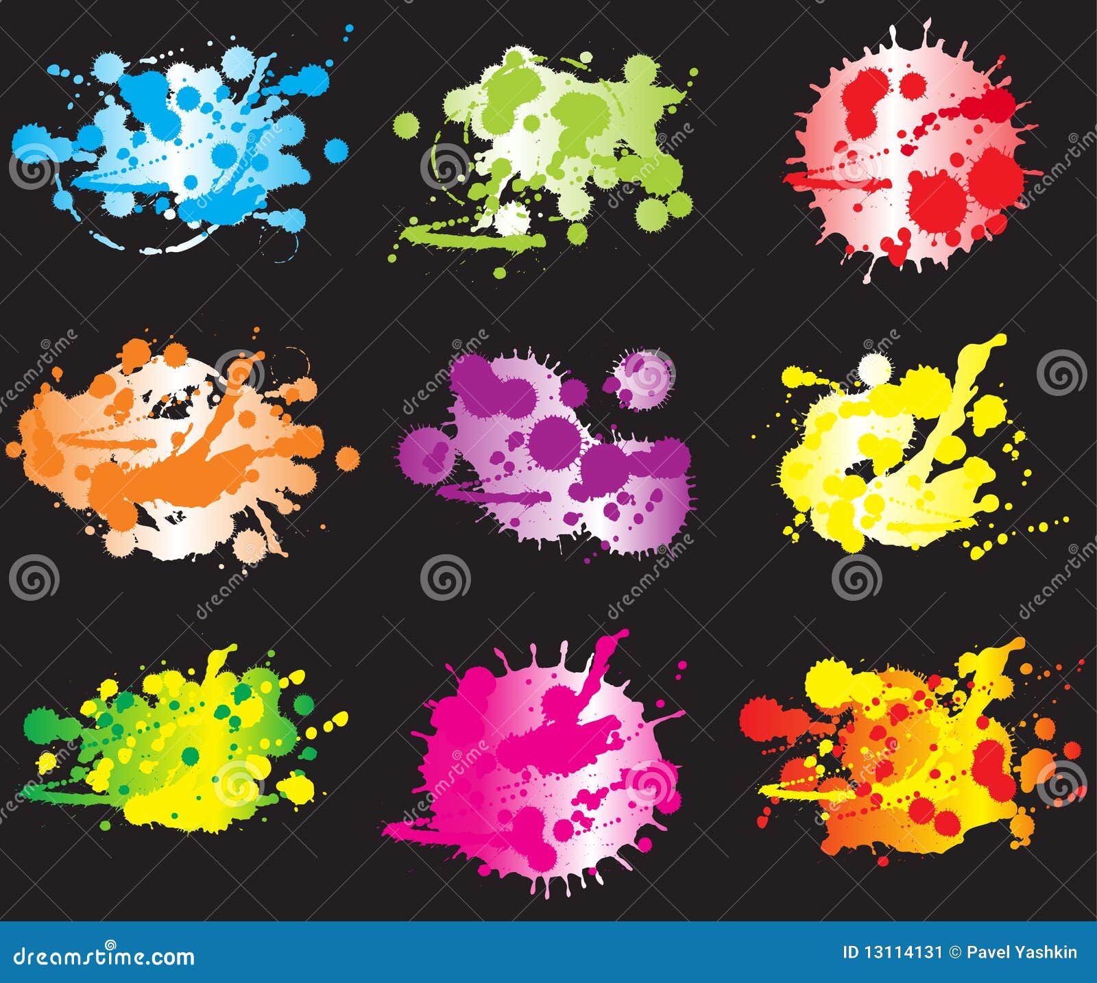 Set of Four Rainbow-colored Ink Splats Stock Vector - Illustration of ...