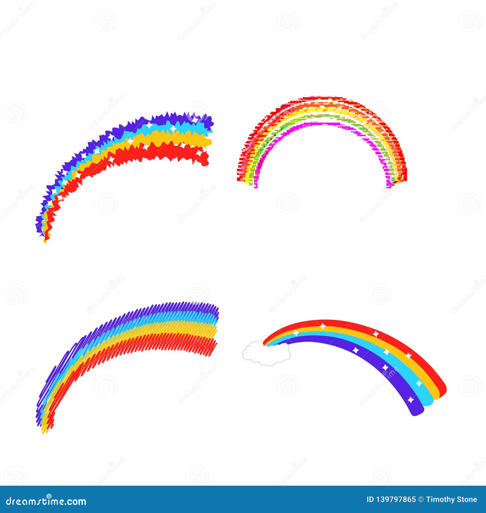 Set of Four Rainbows on a White Background Stock Vector - Illustration ...