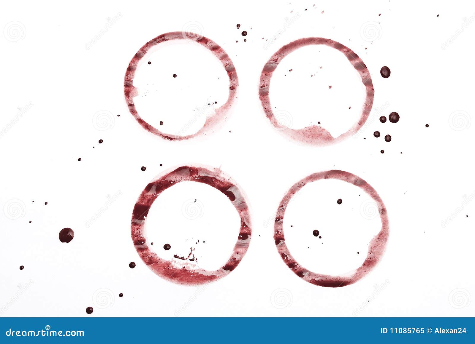 Set of Four Red Wine Stains Stock Image - Image of backdrop, ring: 11085765