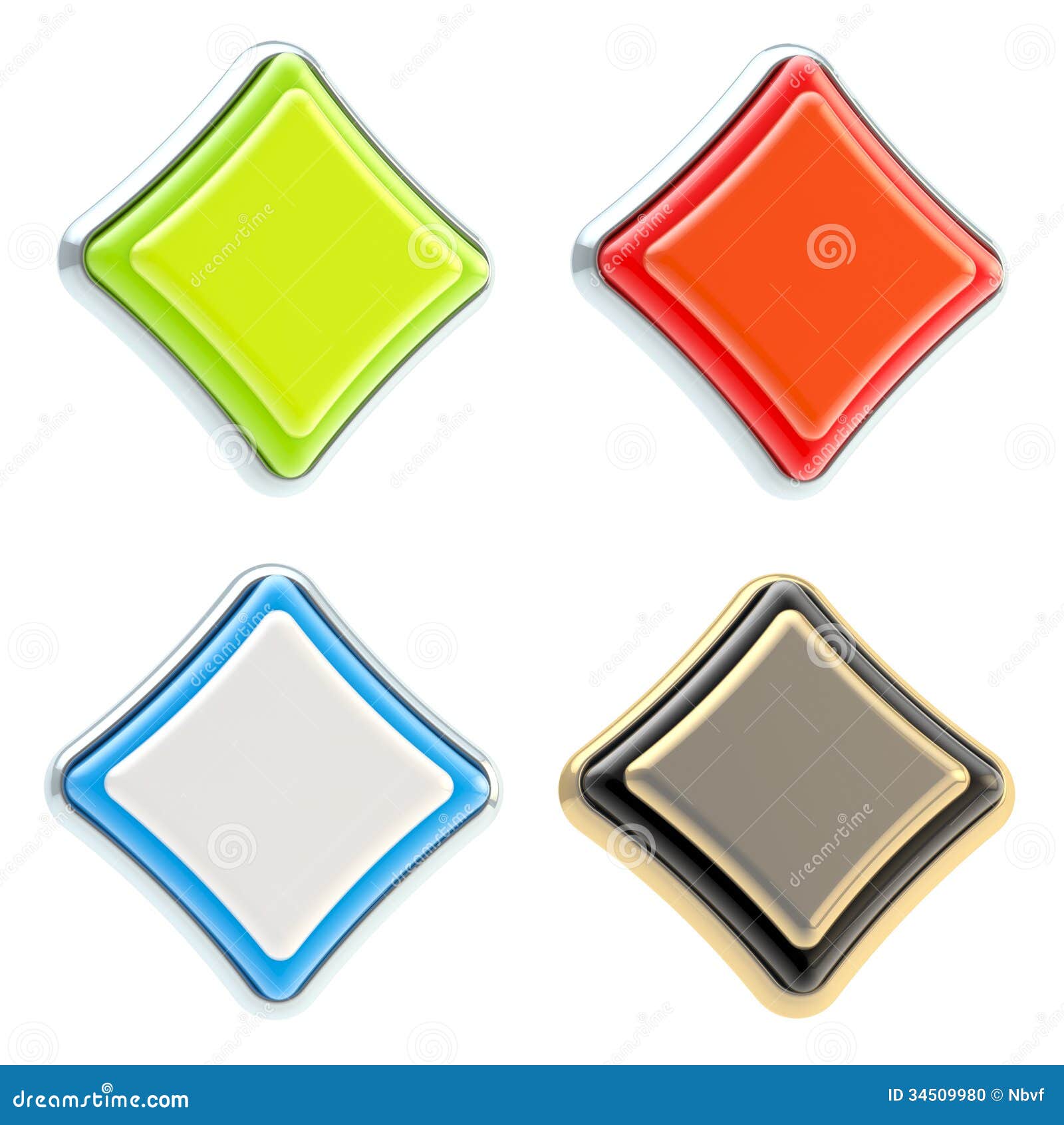 Set of Four Rhombus Buttons Isolated Stock Illustration - Illustration ...