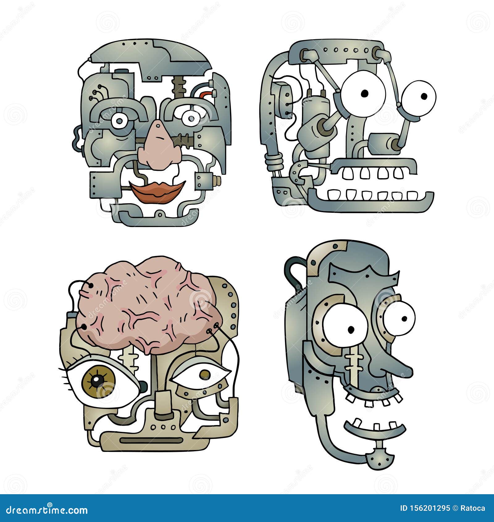 Four-arm Robot With Pencils. Multitasking Concept. 3D Illustration ...