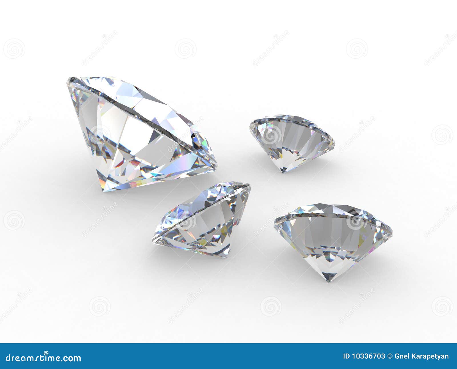Set of Four Round Diamond Gemstones Stock Illustration - Illustration ...