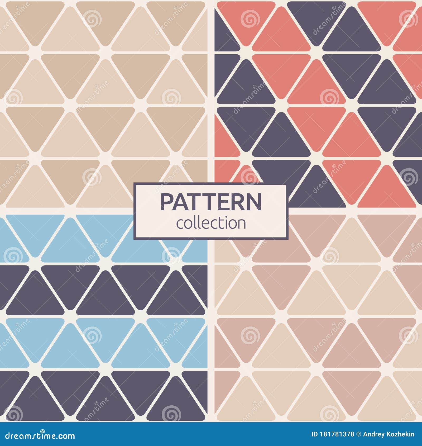 Set of Four Rounded Triangles Seamless Patterns Stock Vector ...