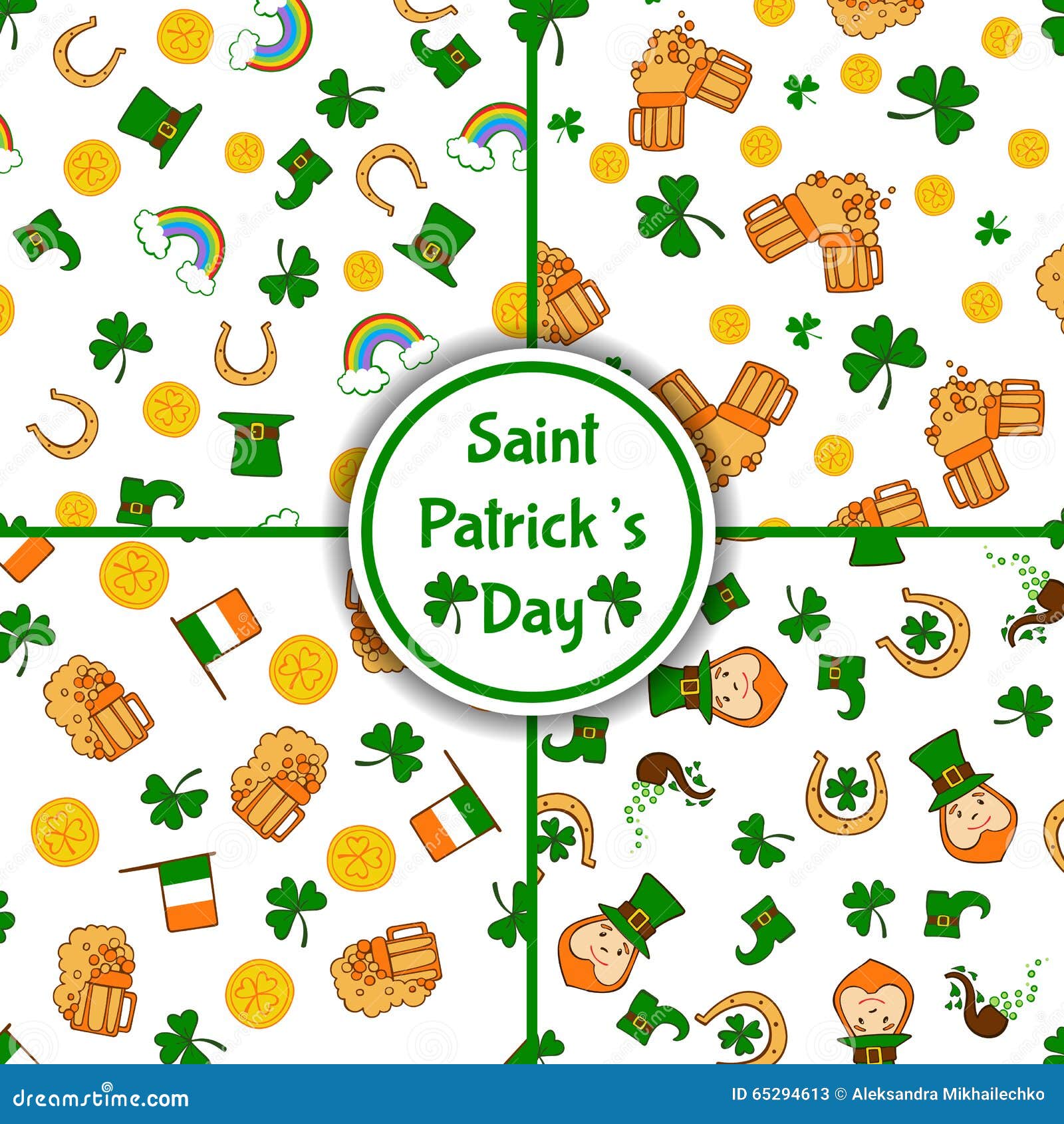Set of Four Saint Patrick S Day Seamless Patterns Stock Vector ...