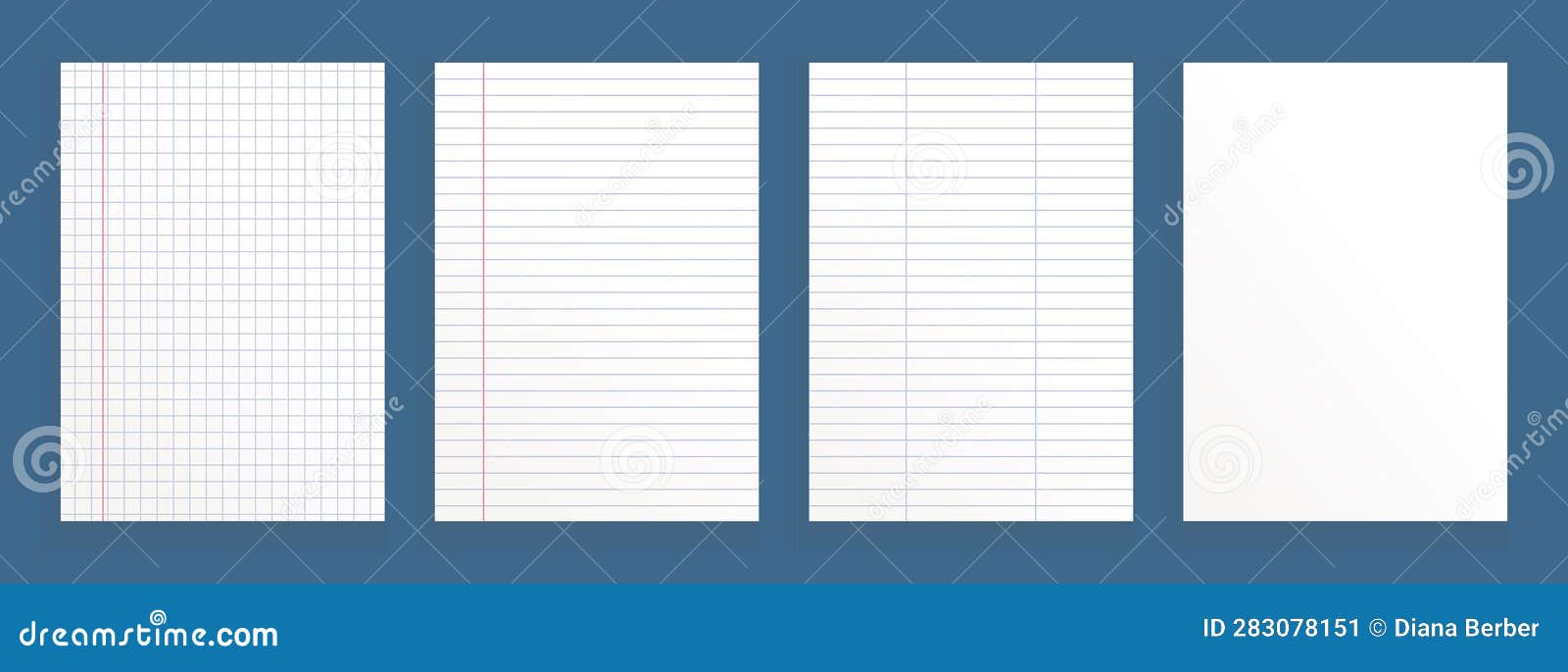 Set of Four School Papers, Paper for Mathematics, Literature and ...