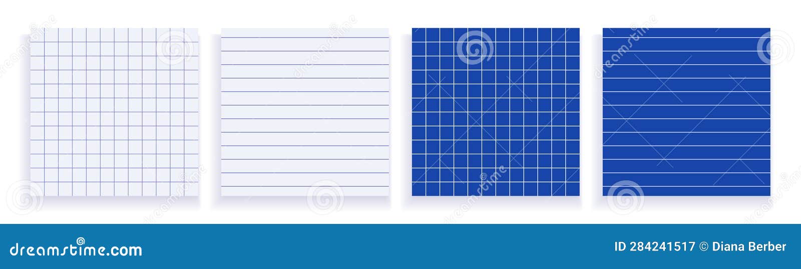 Set of Four School Square Papers, Paper for Mathematics, Literature and ...