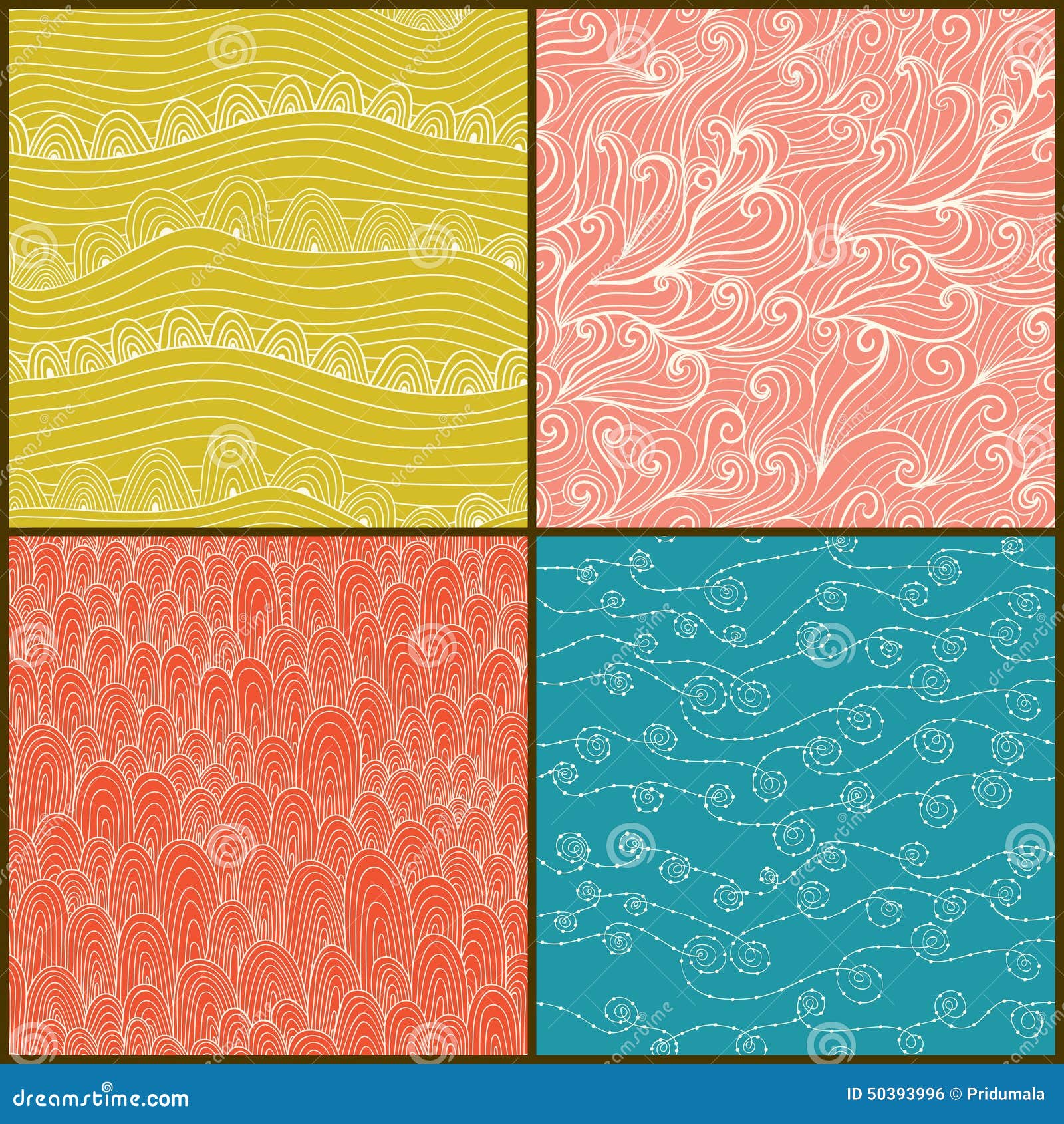 Set of Four Seamless Abstract Hand-drawn Pattern, Waves Backgrou Stock ... Set of Four Seamless Abstract Hand-drawn Pattern, Waves Backgrou Stock ...