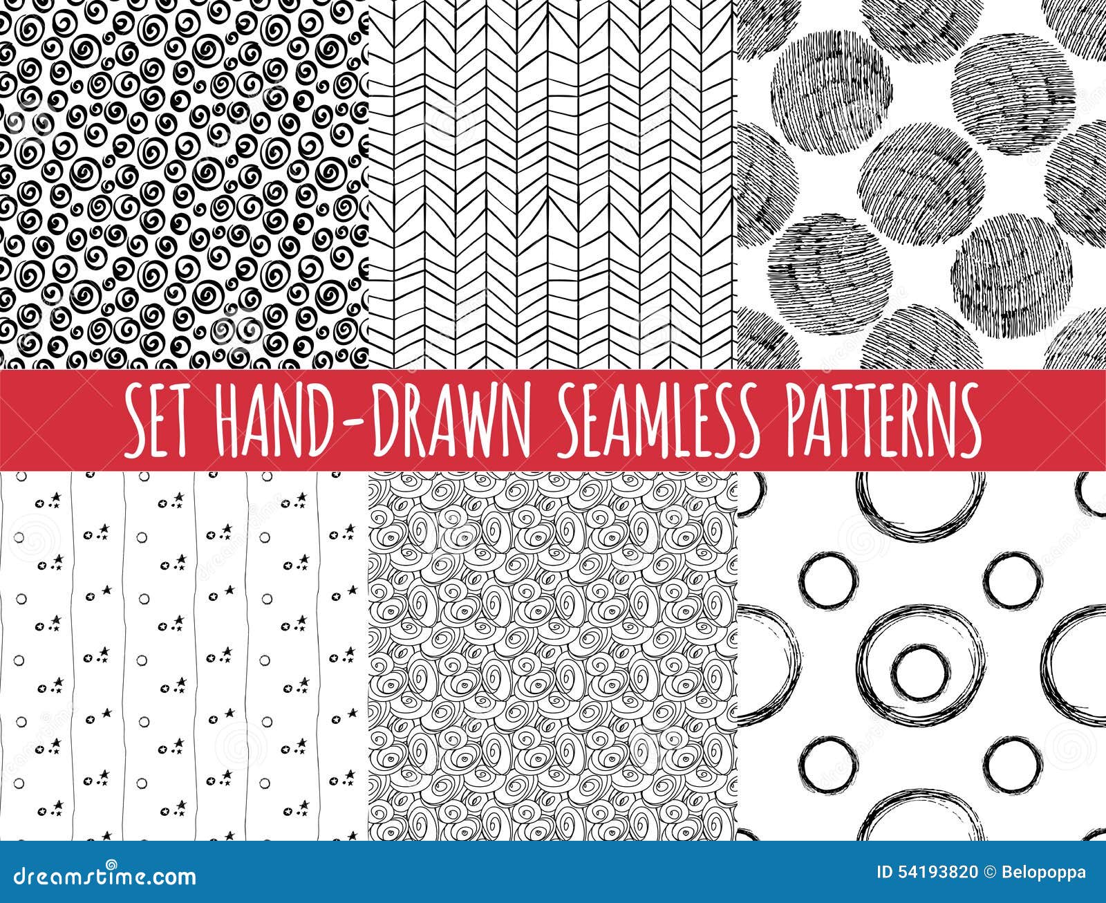 Set of Four Seamless Abstract Hand-drawn Pattern Stock Vector ...