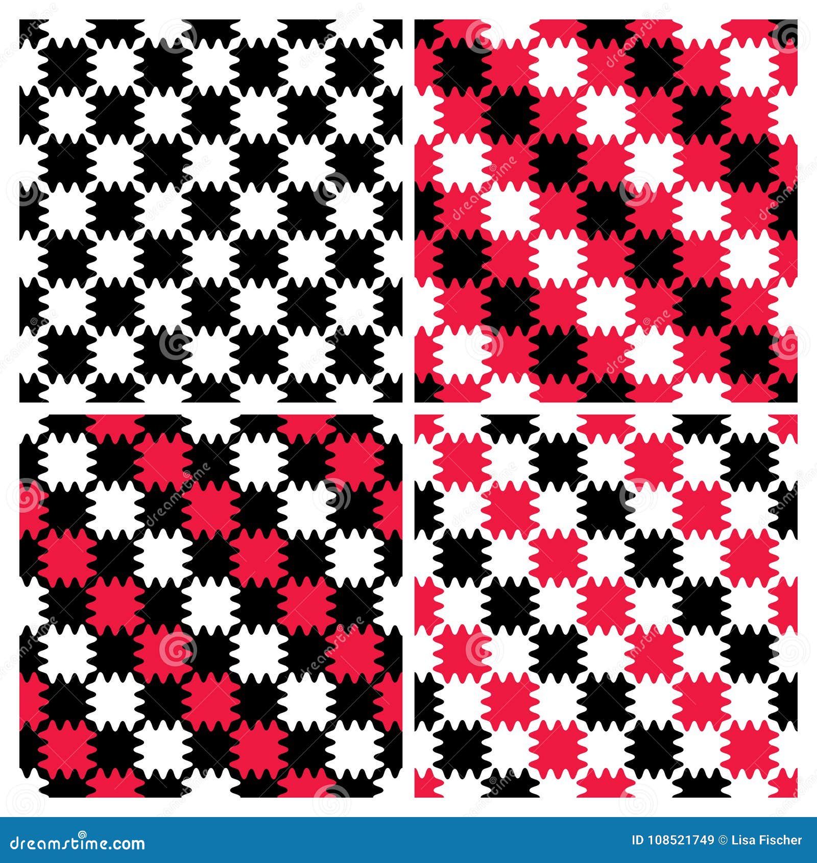 Striped Zigzag Checkerboard Patterns Stock Vector - Illustration of ...