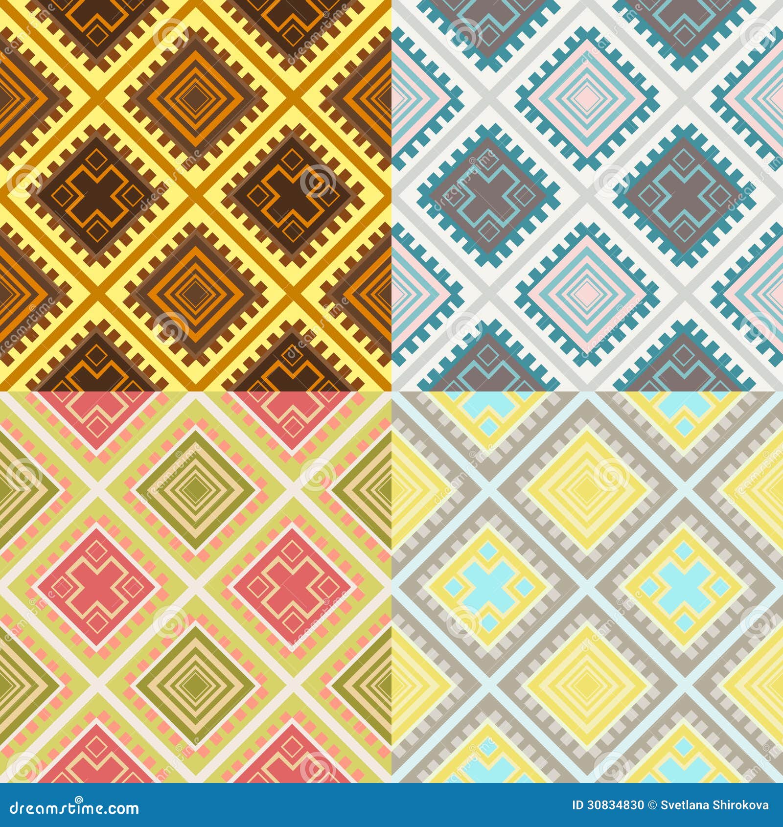 Set of Four Seamless African Textures Stock Vector - Illustration of ...