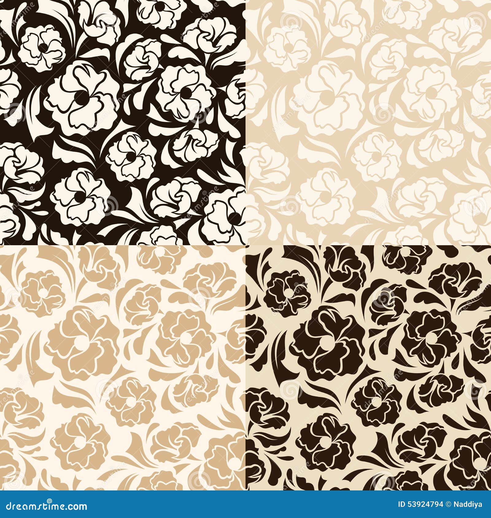 Seamless Beige Floral Pattern. Vector Illustration | CartoonDealer.com ...
