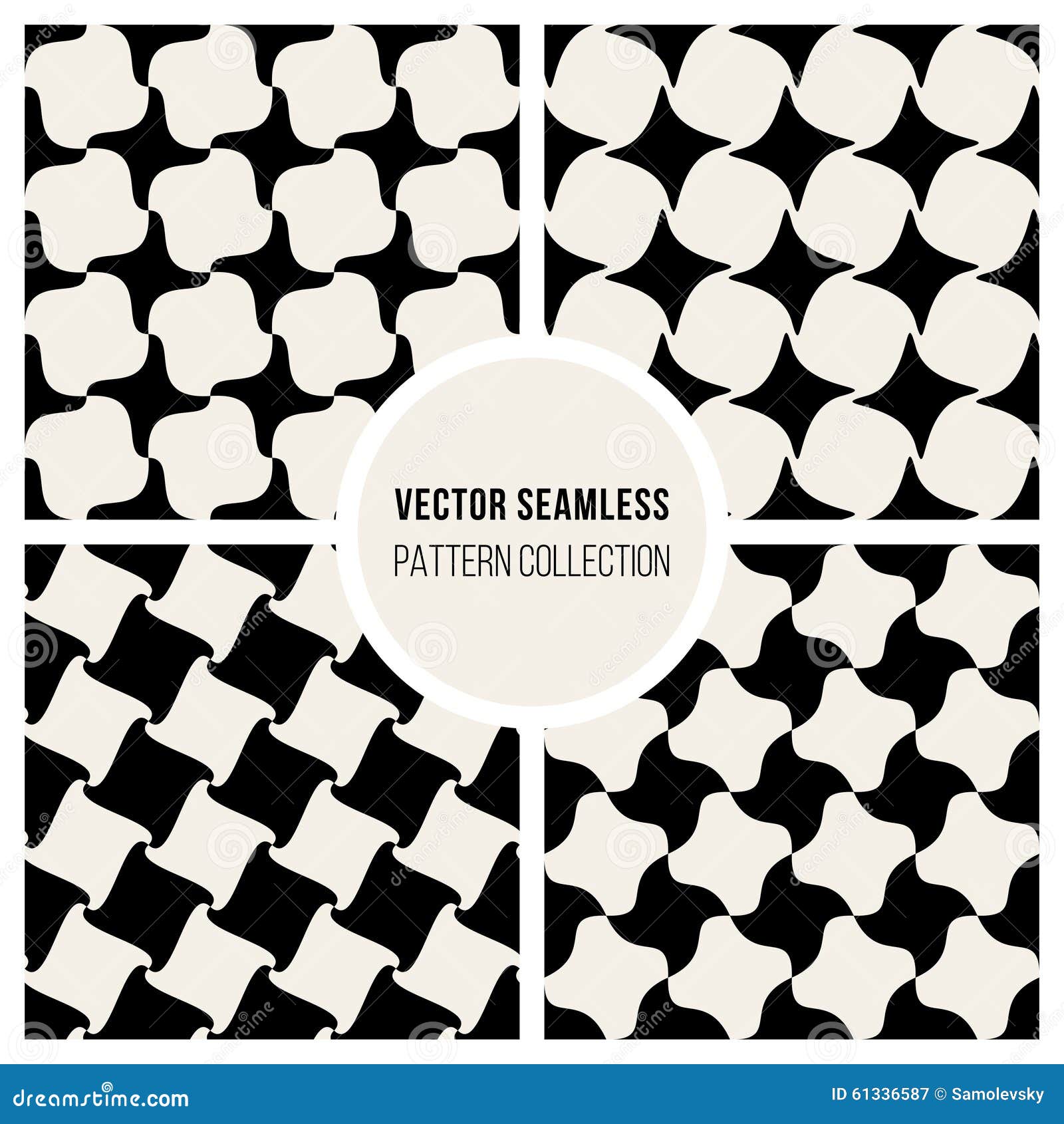 Set of Four Seamless Black & White Vector Geometric Checker Patterns ...