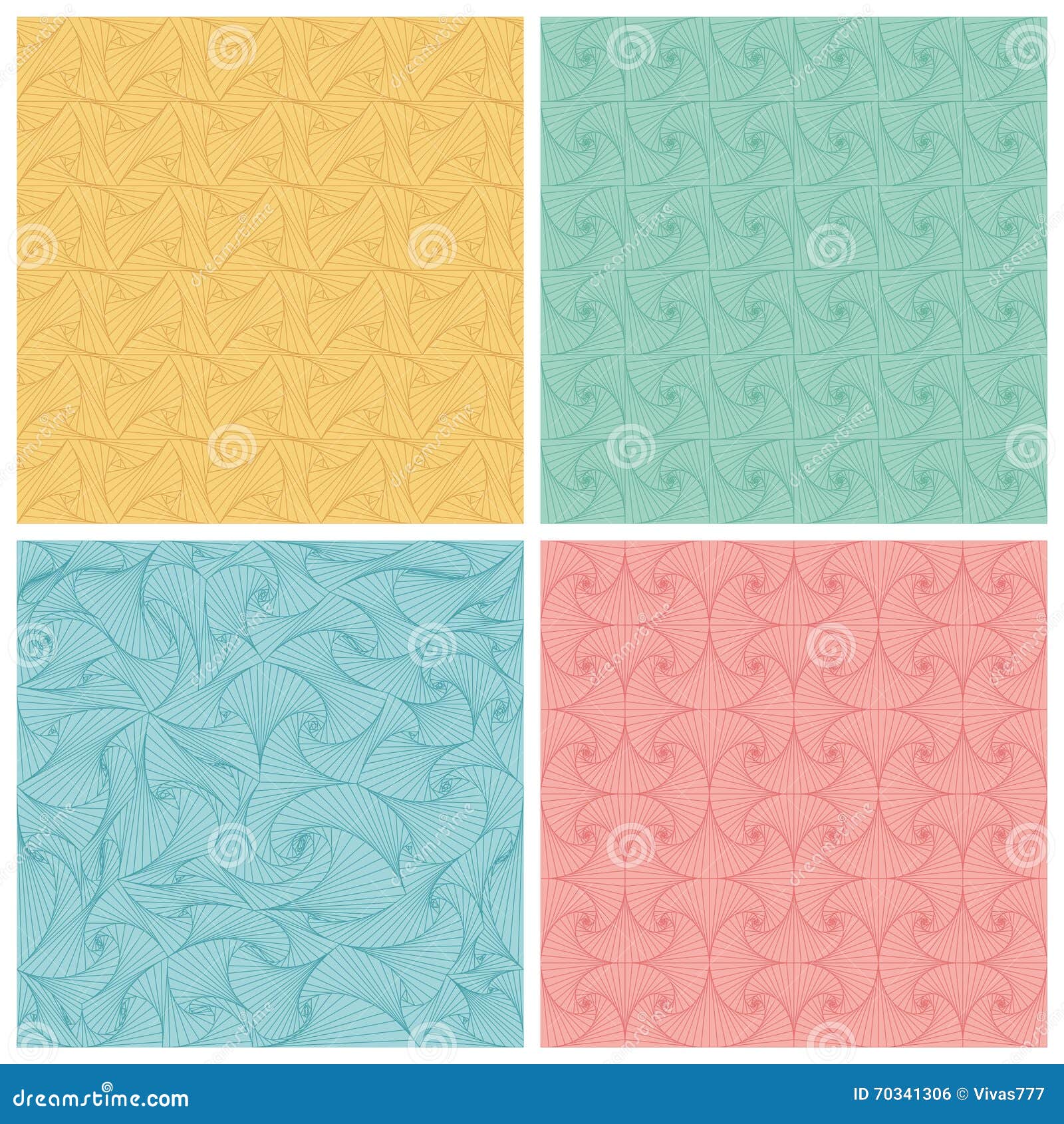 Set of Four Seamless Lines Abstract Hand-drawn Pattern. Stock Vector ...
