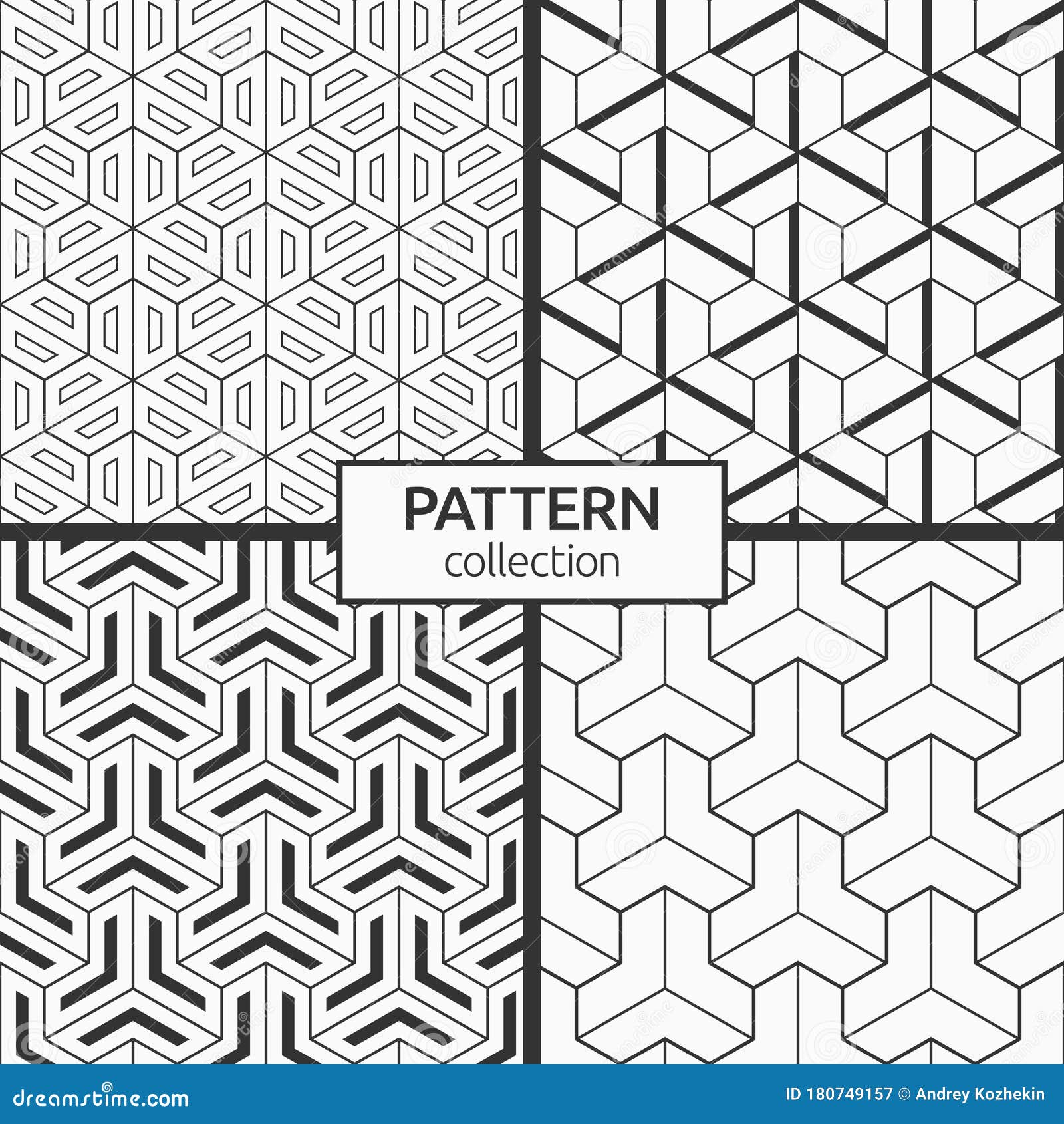 Set of Four Seamless Patterns. Geometric Tiles with Triple Hexagonal ...