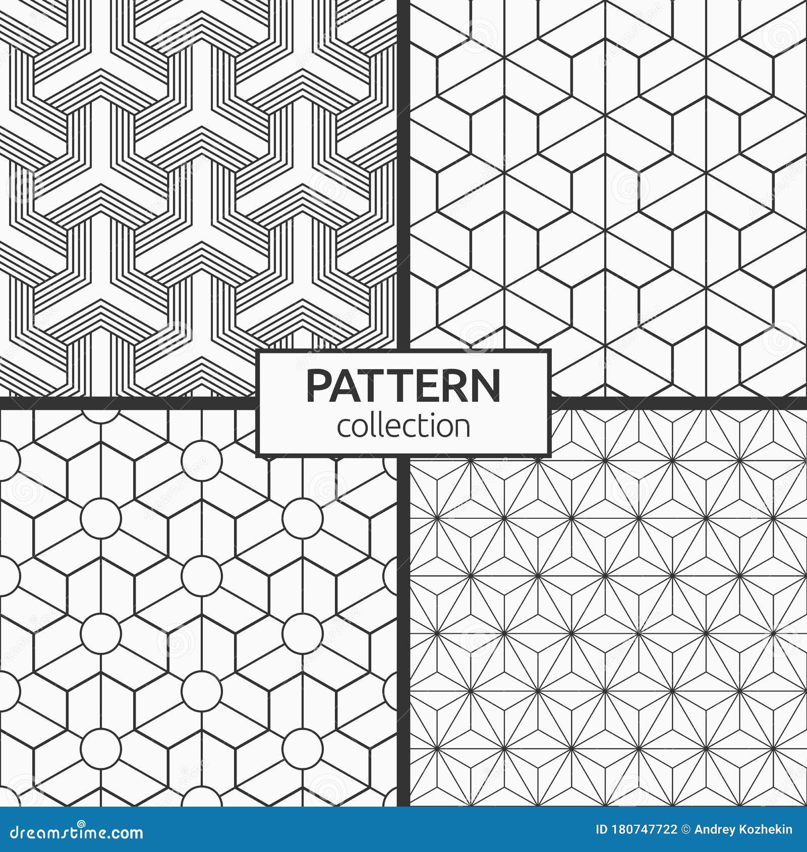 Set of Four Seamless Patterns. Geometric Tiles with Triple Hexagonal ...