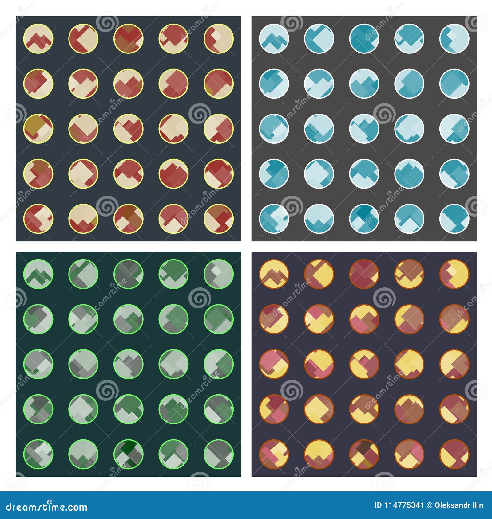 Rhombuses in Circles Seamles Patterns Stock Vector - Illustration of ...